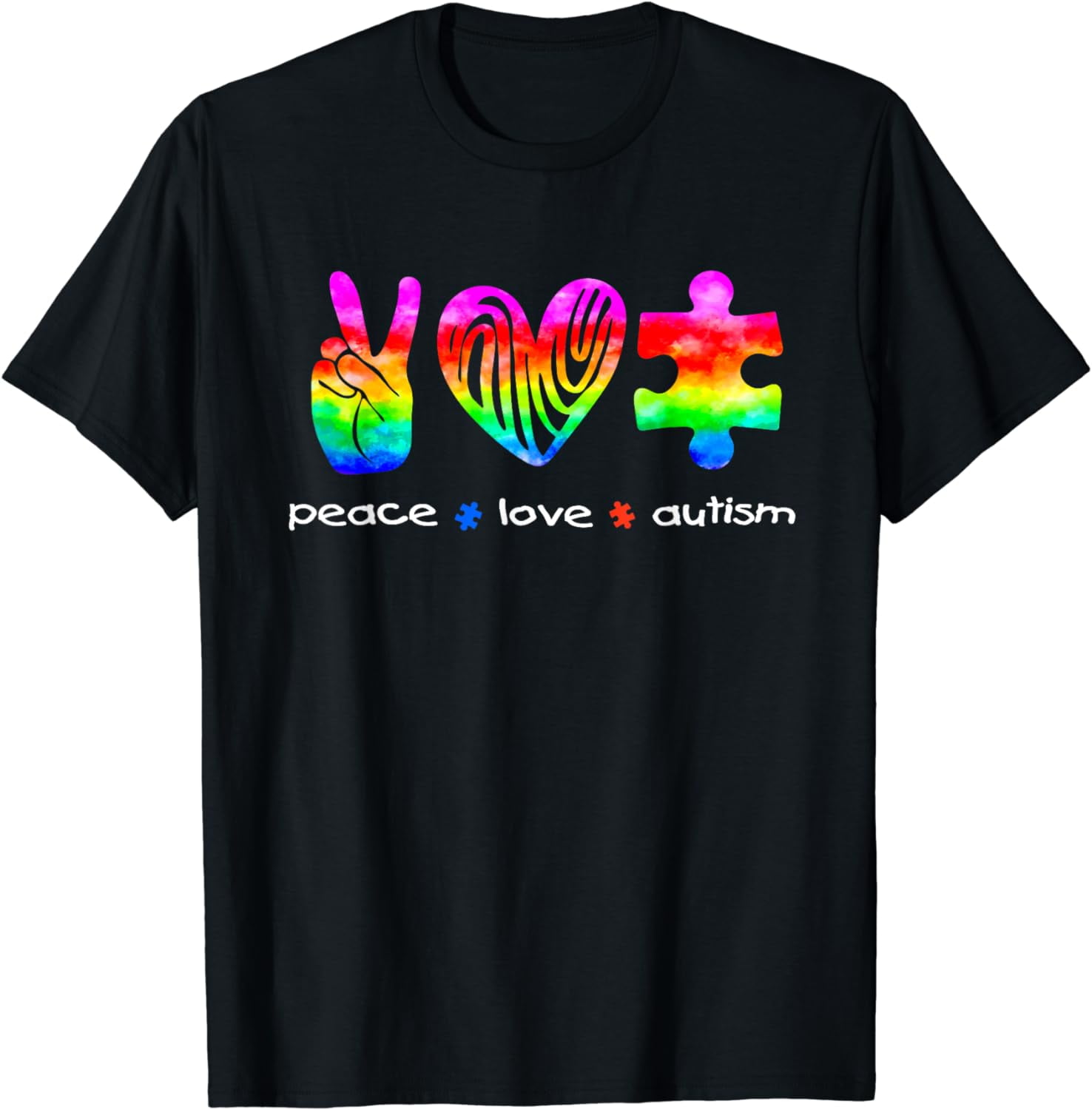 Peace Love Infinity Symbol Autism Day Men Women T-Shirt T-Shirt ...