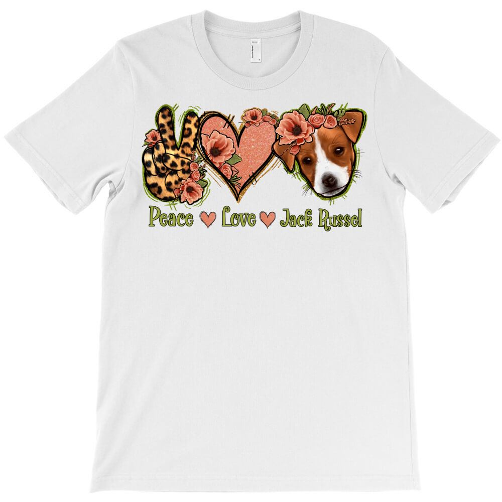 Peace Love Jack Russel, Funny Dog Lover Graphic Tee, Pet Unisex T-Shirt ...