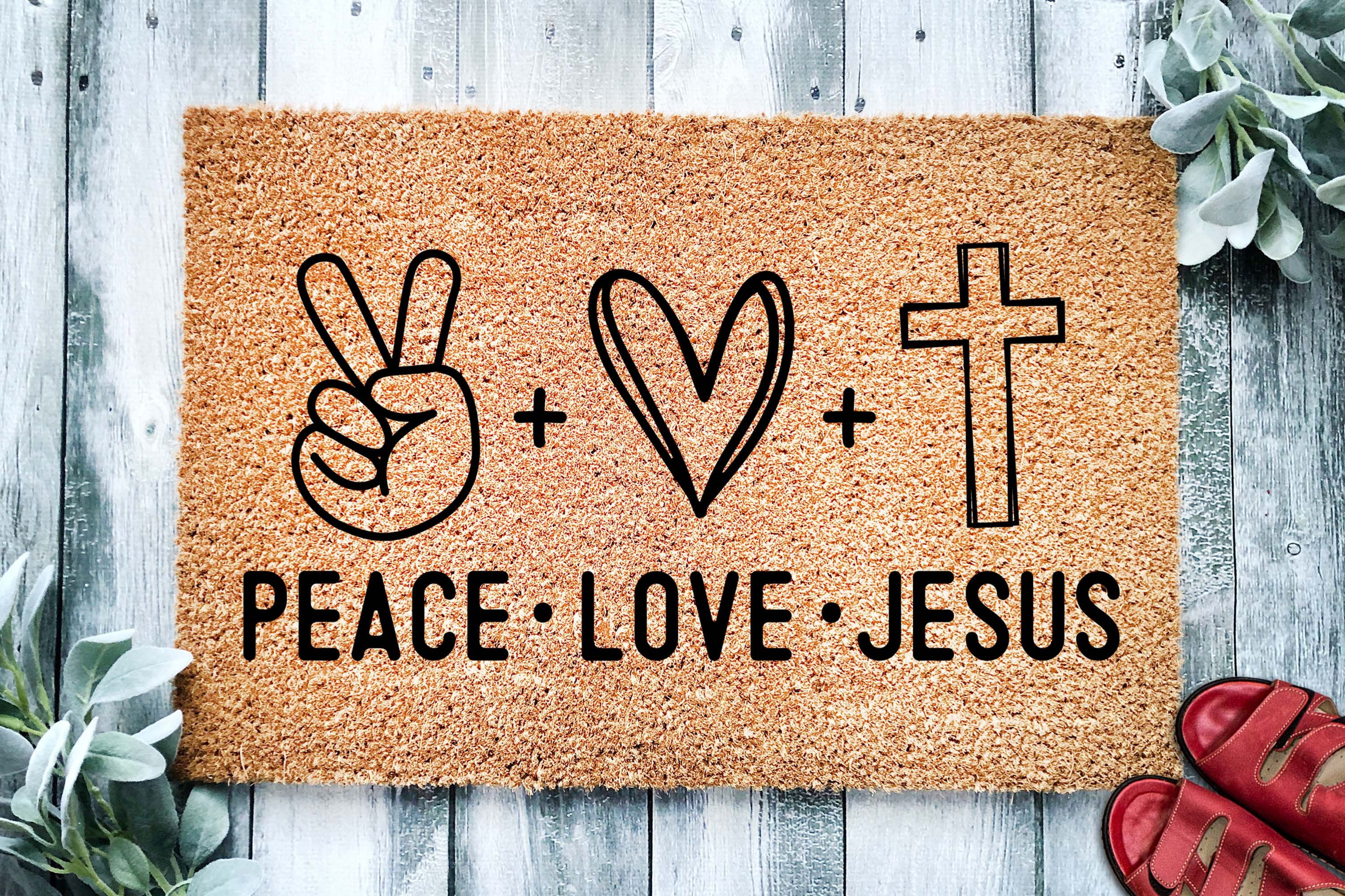 Peace Love Jesus | Christian Door Mat | Love Thy Neighbor Front Doormat ...