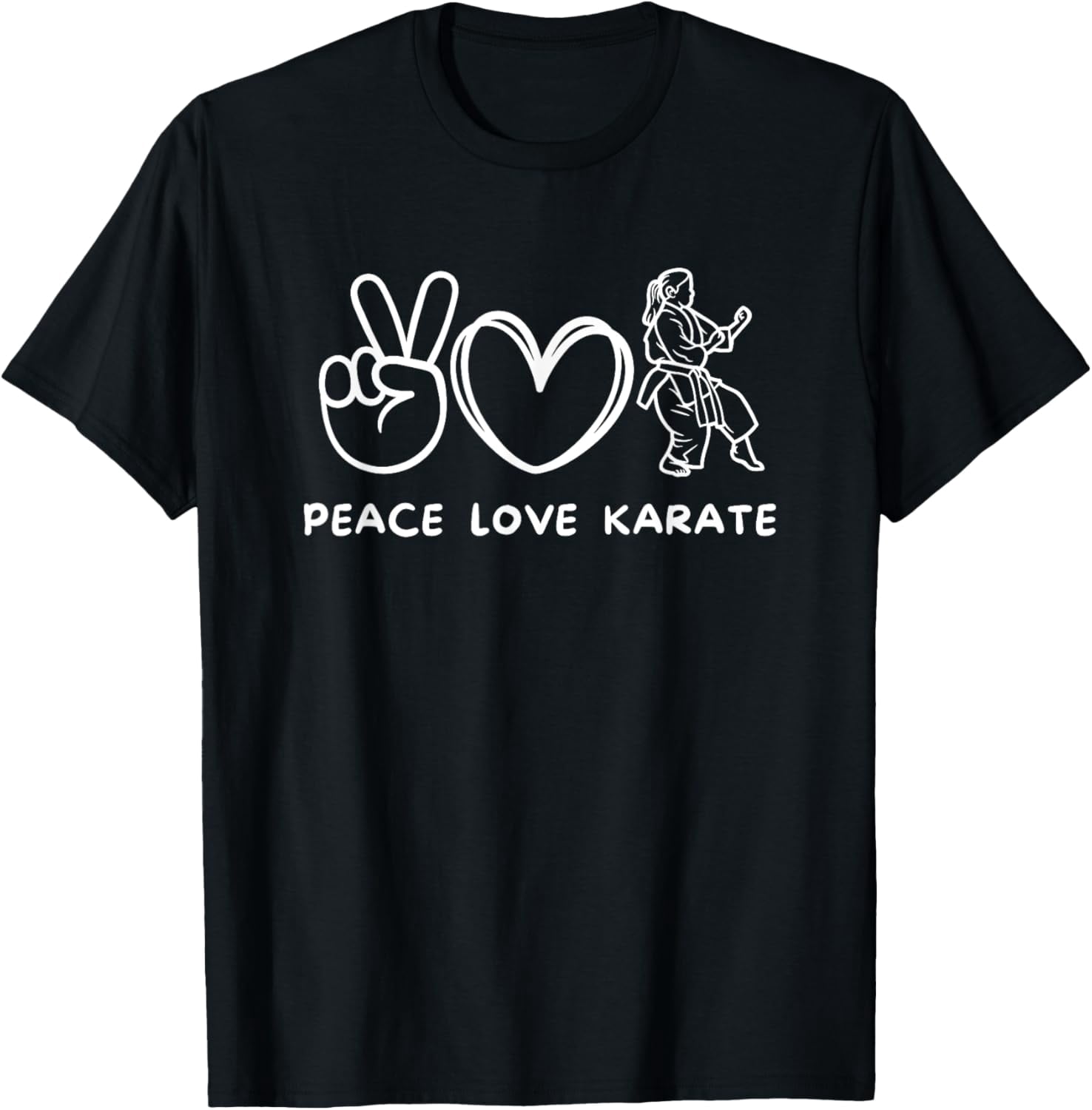 Peace, Love Karate Girl Retro Karate Girl Lover Martial Arts T-Shirt ...