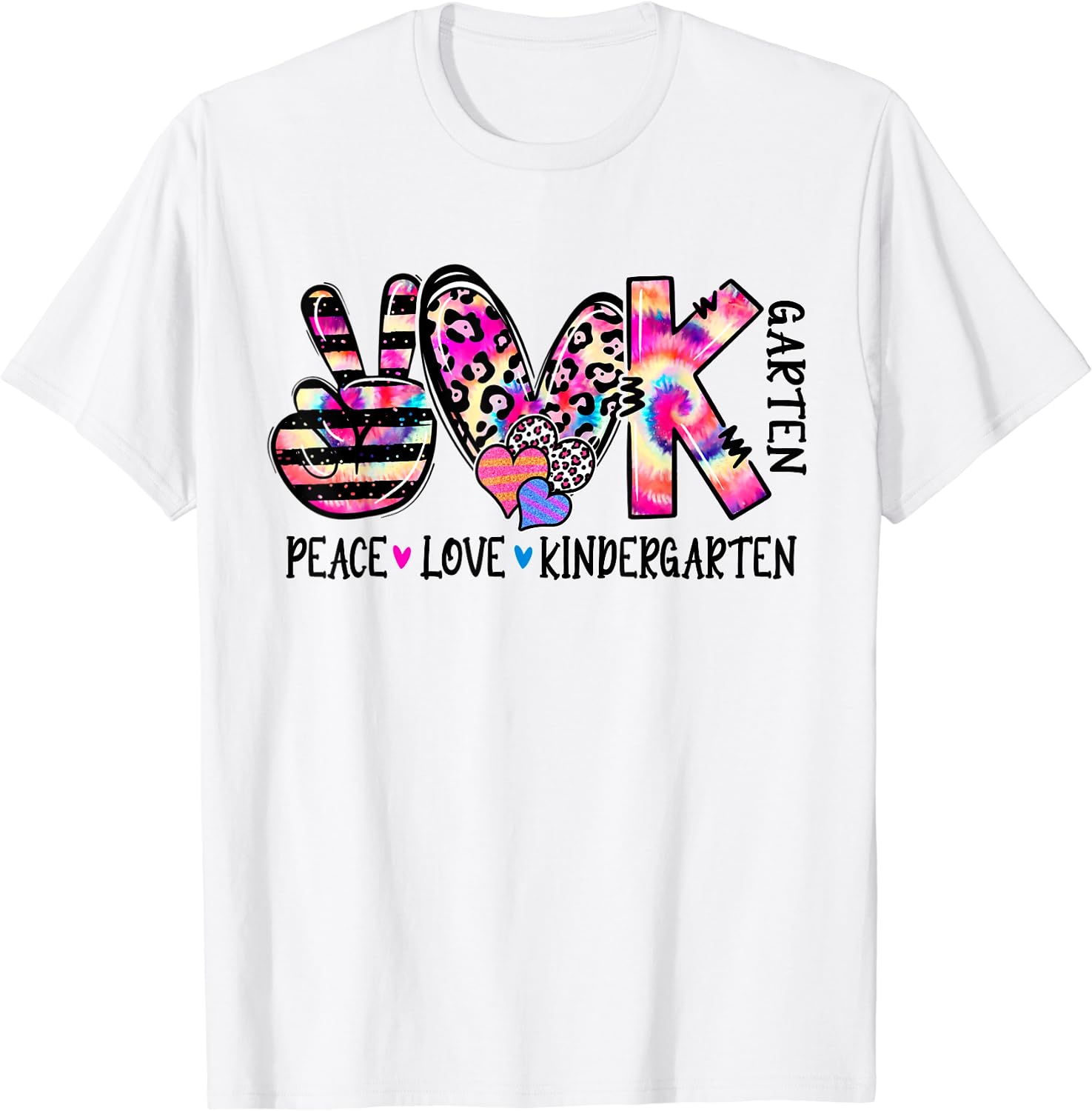 Peace Love Kindergarten Teacher Girls Team Kinder Tie Dye T-Shirt ...