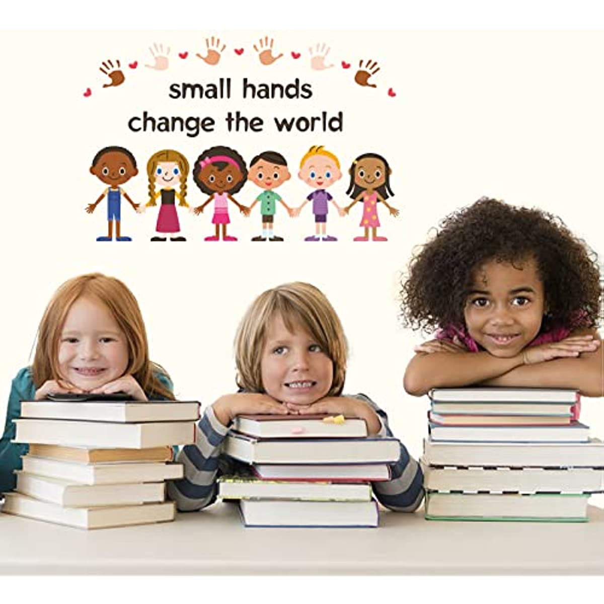 Peace Love PVC Wall Stickers Small Hands Change The World Handprint ...