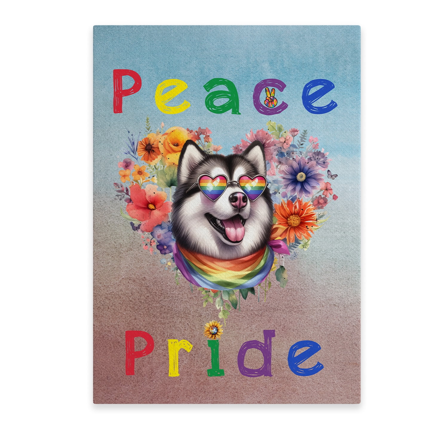 Peace Love Pride Alaskan Malamute with Rainbow Sunglasses LGBT LGBTQ+ ...