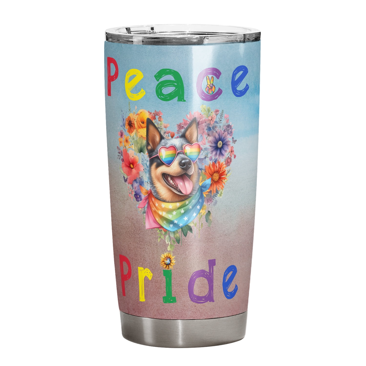 Peace Love Pride Australian Cattle Dog with Rainbow Sunglasses LGBT ...