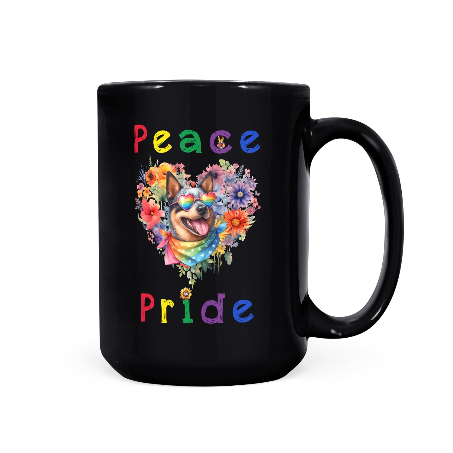 Peace Love Pride Australian Cattle Dog with Rainbow Sunglasses LGBT ...