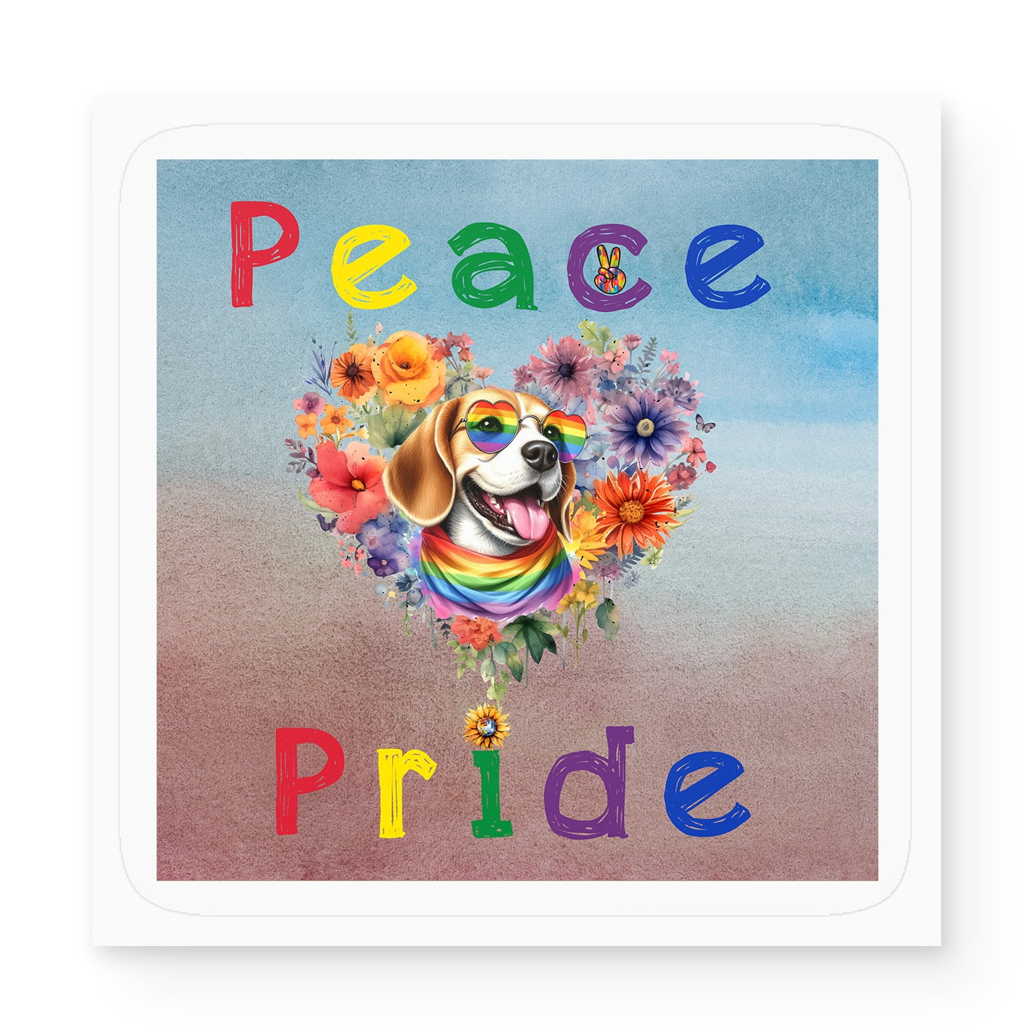 Peace Love Pride Beagle with Rainbow Sunglasses LGBT LGBTQ+ Vinyl ...