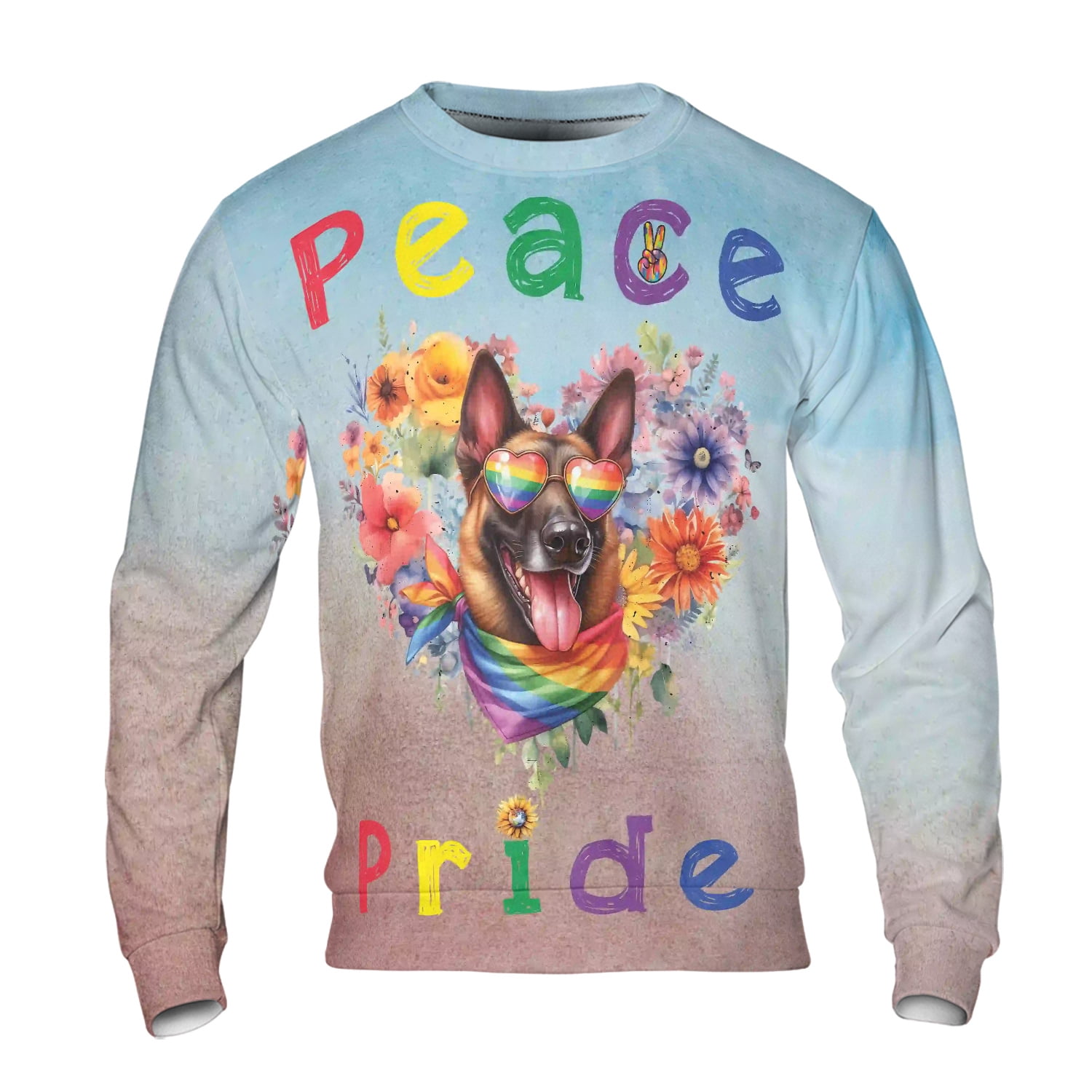 Peace Love Pride Belgian Malinois with Rainbow Sunglasses LGBT LGBTQ+ ...