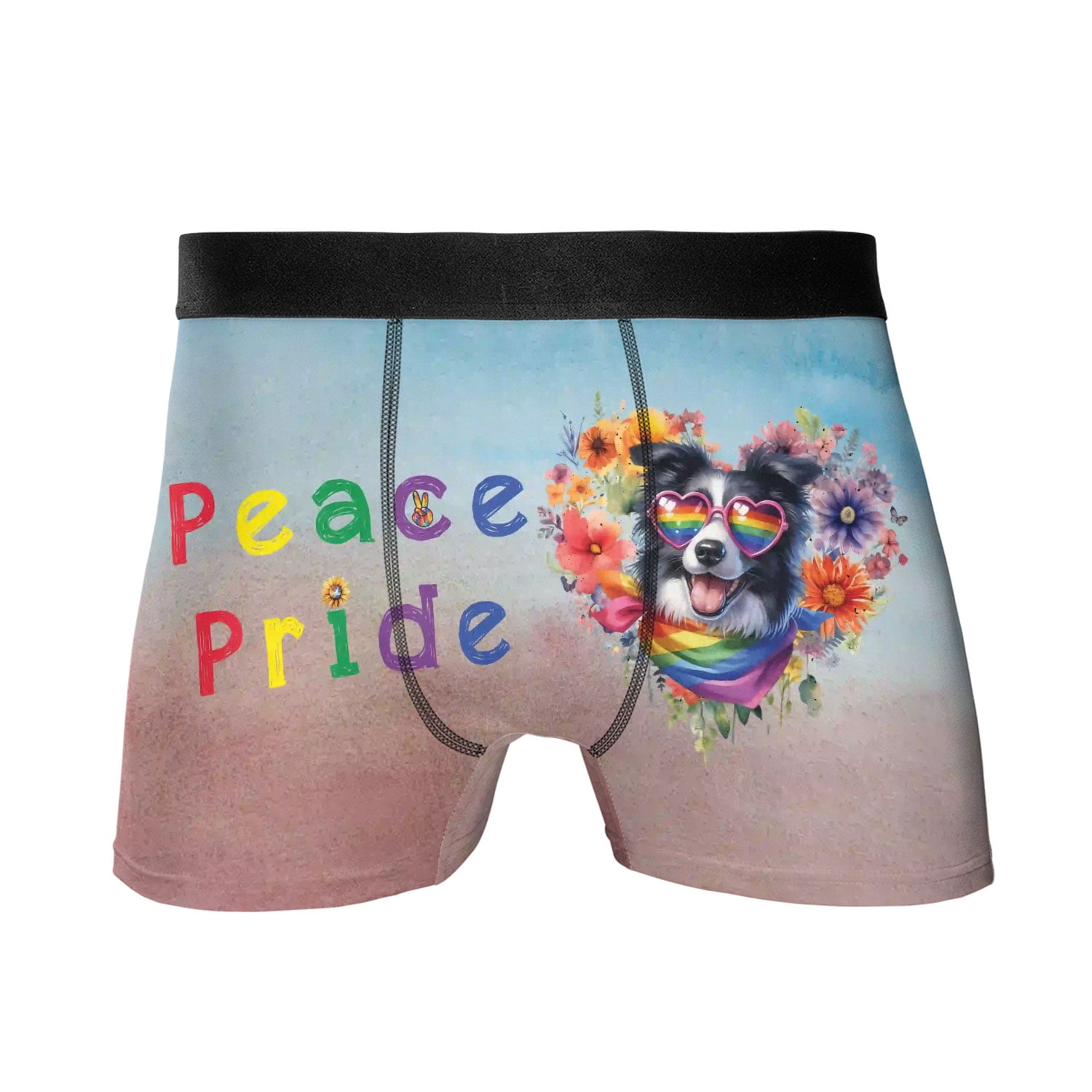 Peace Love Pride Border Collie with Rainbow Sunglasses LGBT LGBTQ+ All ...