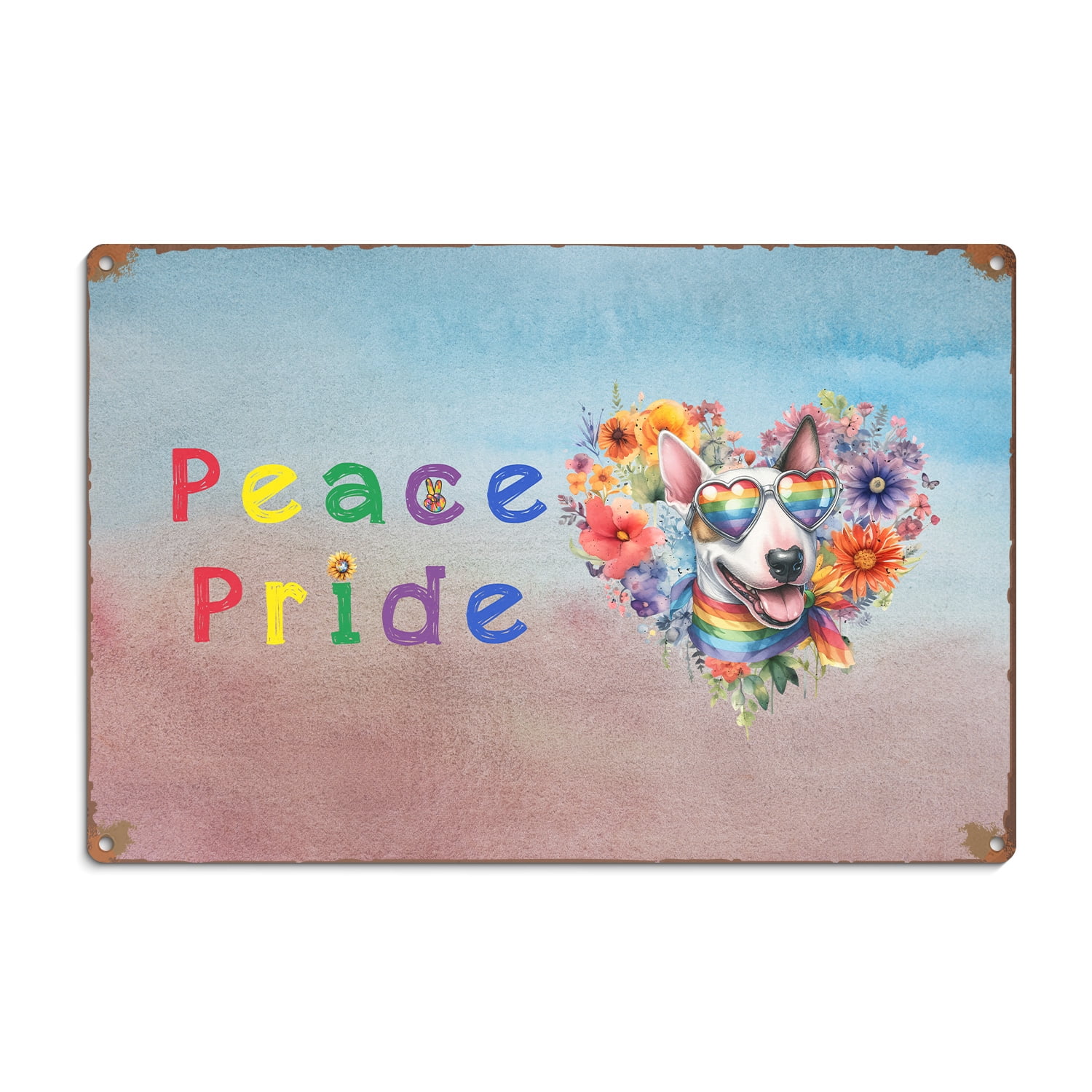 Peace Love Pride Bull Terrier with Rainbow Sunglasses LGBT LGBTQ+ ...