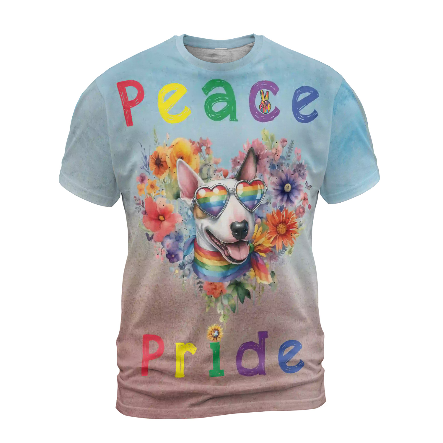 Peace Love Pride Bull Terrier with Rainbow Sunglasses LGBT LGBTQ+ All ...