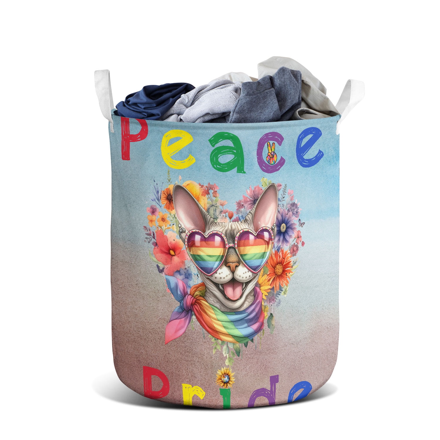 Peace Love Pride Devon Rex with Rainbow Sunglasses LGBT LGBTQ+ Foldable ...