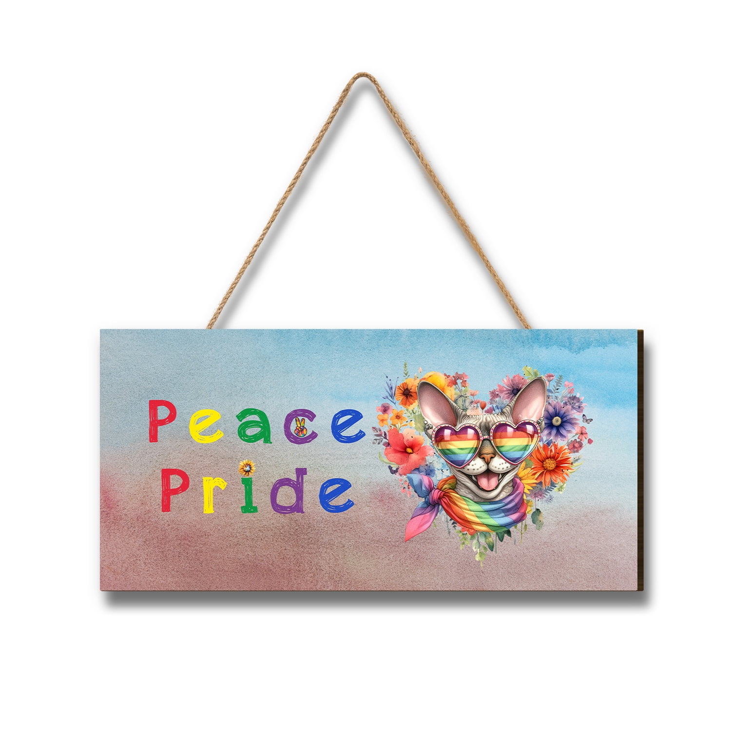 Peace Love Pride Devon Rex with Rainbow Sunglasses LGBT LGBTQ+ ...