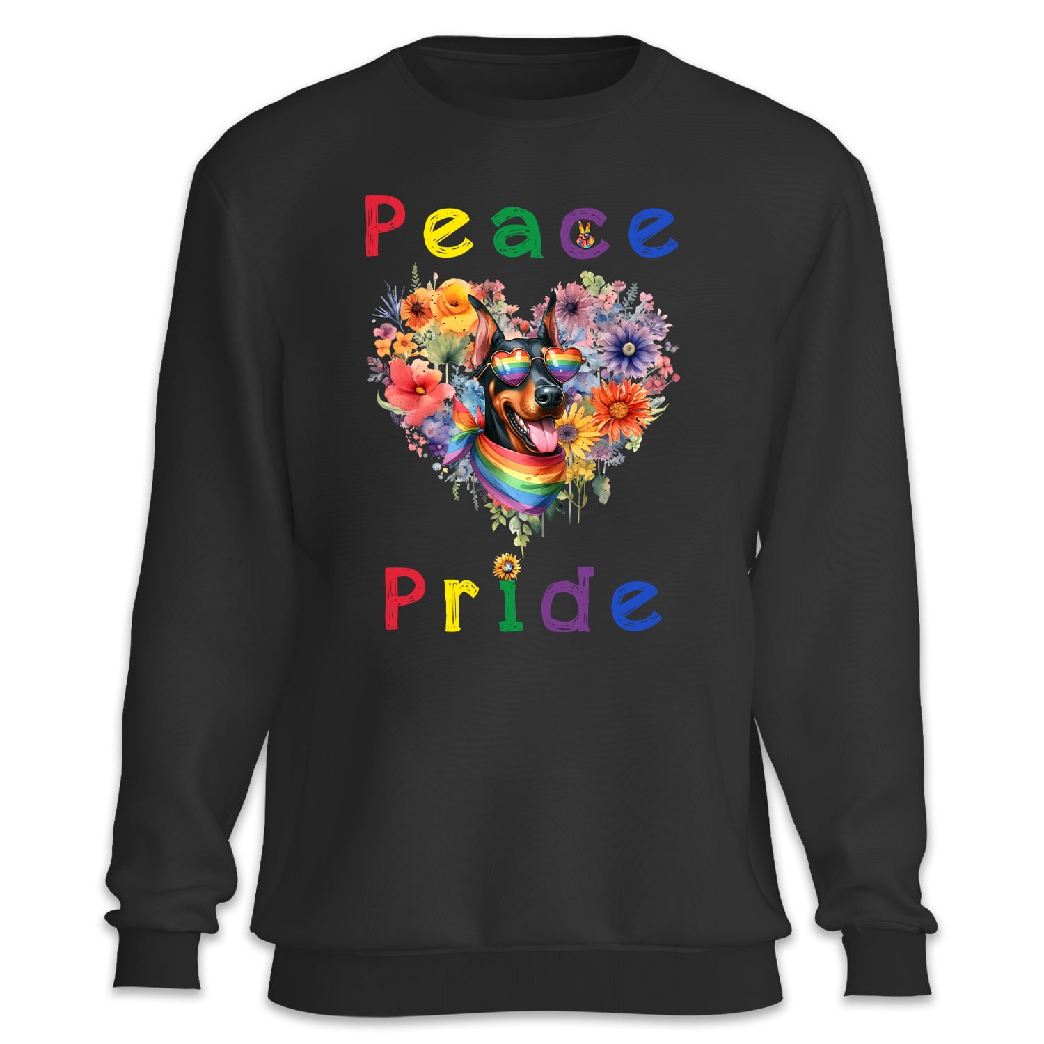 Peace Love Pride Doberman Pinscher with Rainbow Sunglasses LGBT LGBTQ+ ...
