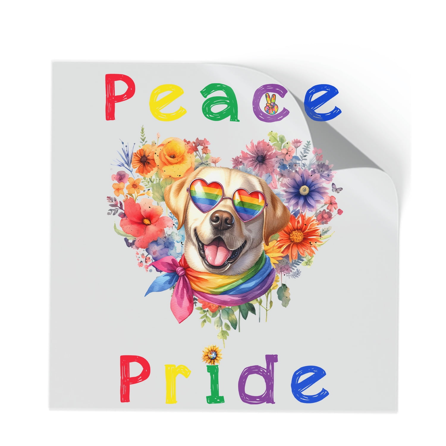 Peace Love Pride Labrador Retriever with Rainbow Sunglasses LGBT LGBTQ+ ...