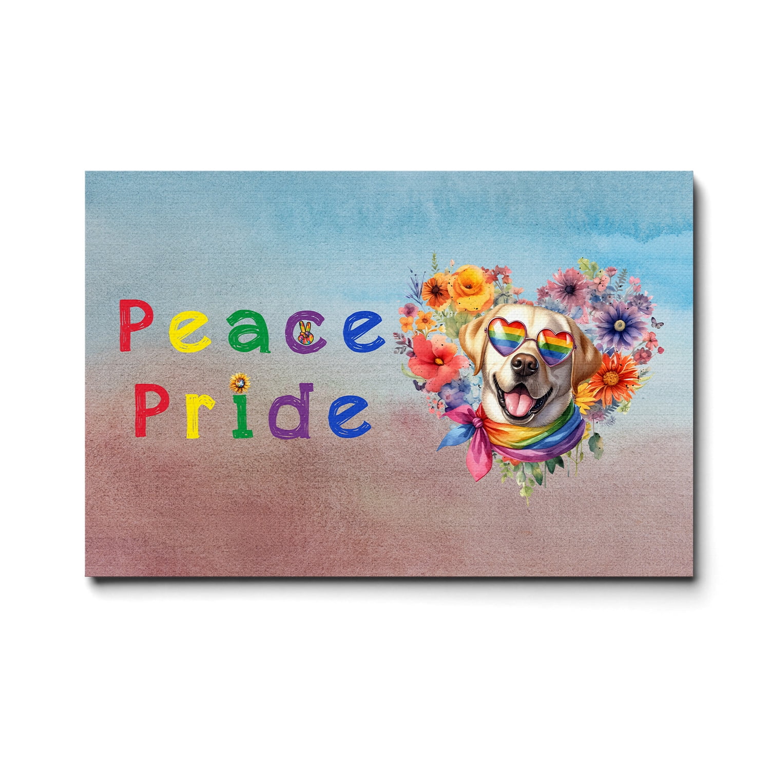 Peace Love Pride Labrador Retriever with Rainbow Sunglasses LGBT LGBTQ+ ...
