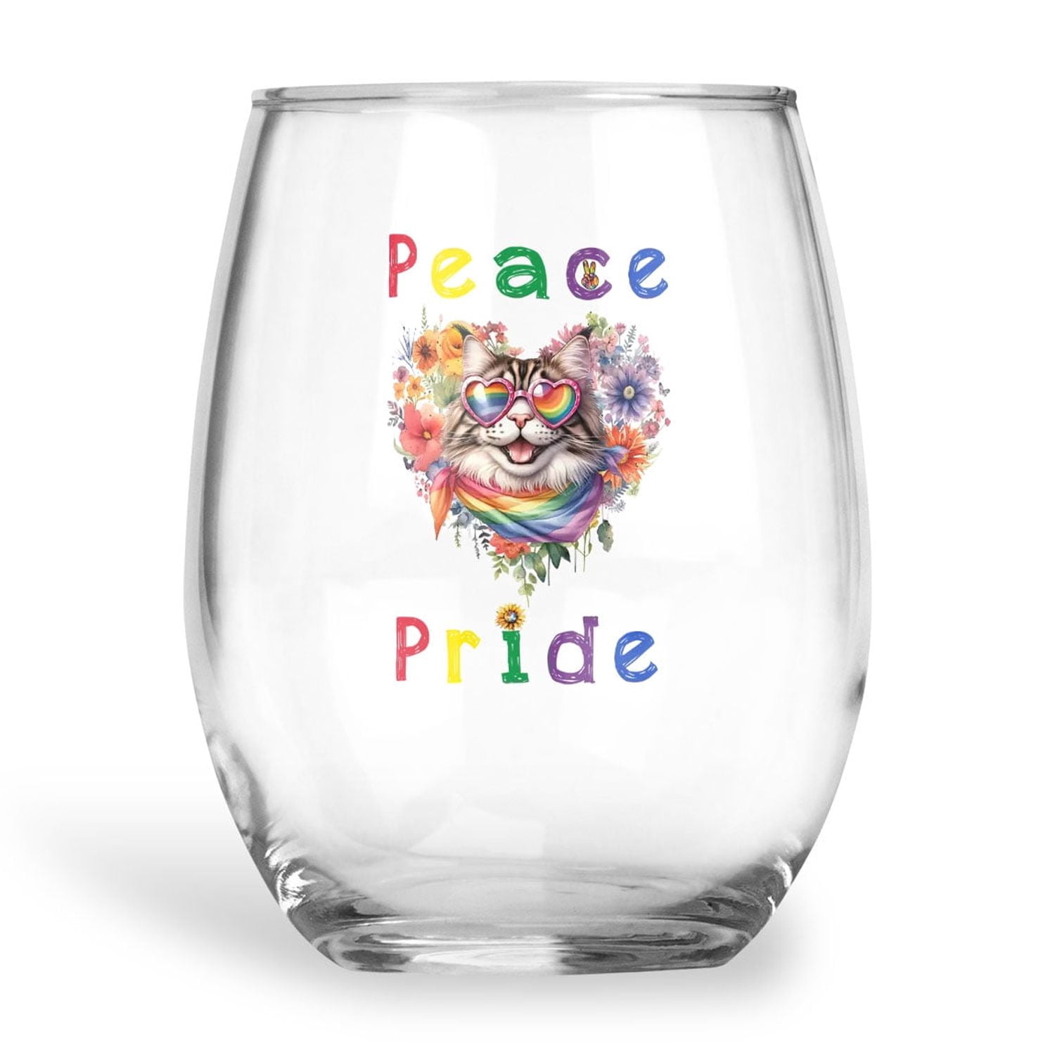 Peace Love Pride Maine Coon with Rainbow Sunglasses LGBT LGBTQ+ 15oz ...