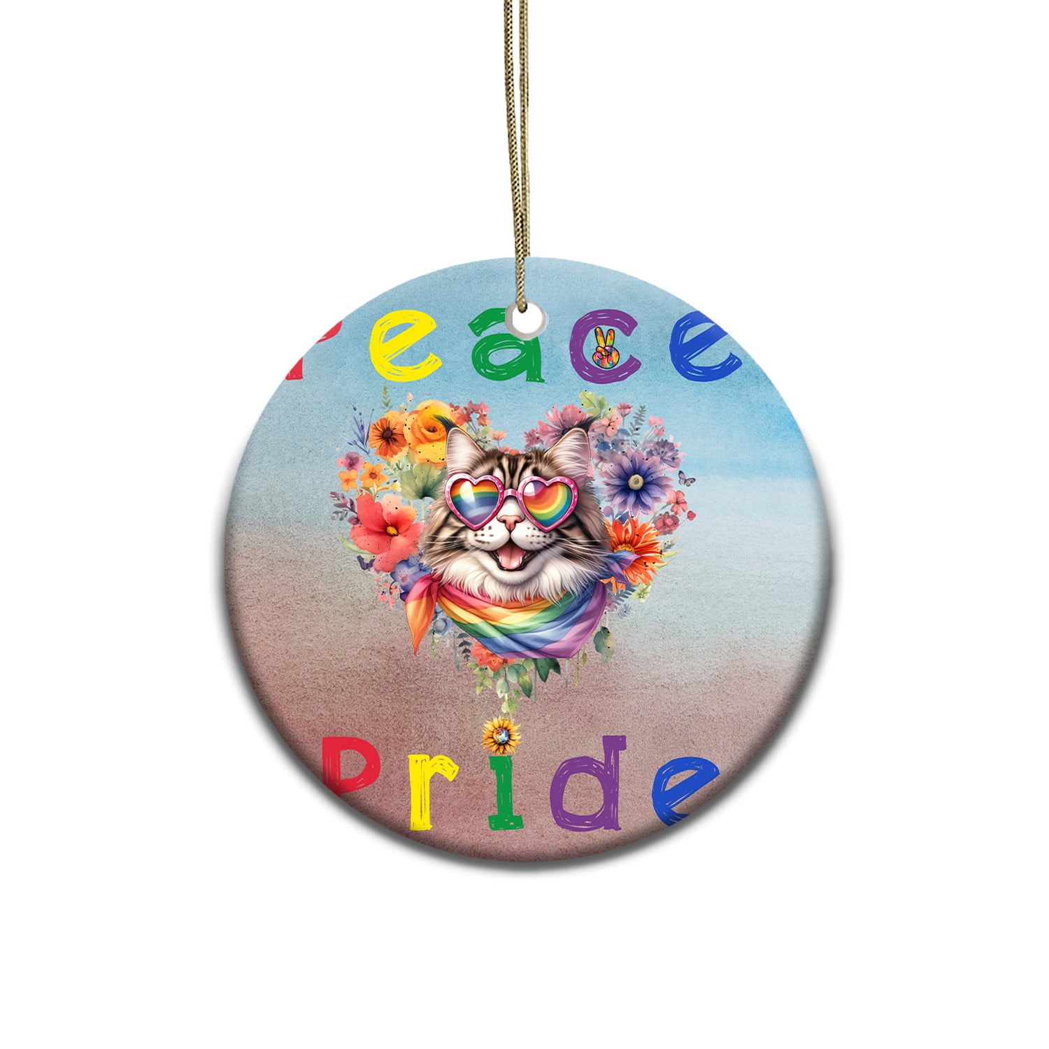 Peace Love Pride Maine Coon with Rainbow Sunglasses LGBT LGBTQ+ Ceramic ...