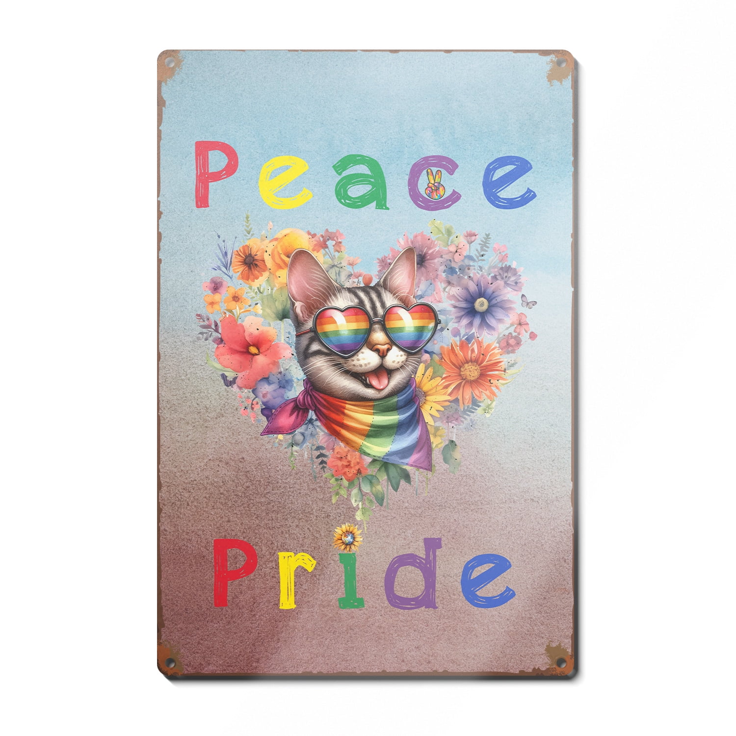 Peace Love Pride Manx with Rainbow Sunglasses LGBT LGBTQ+ Vertical ...