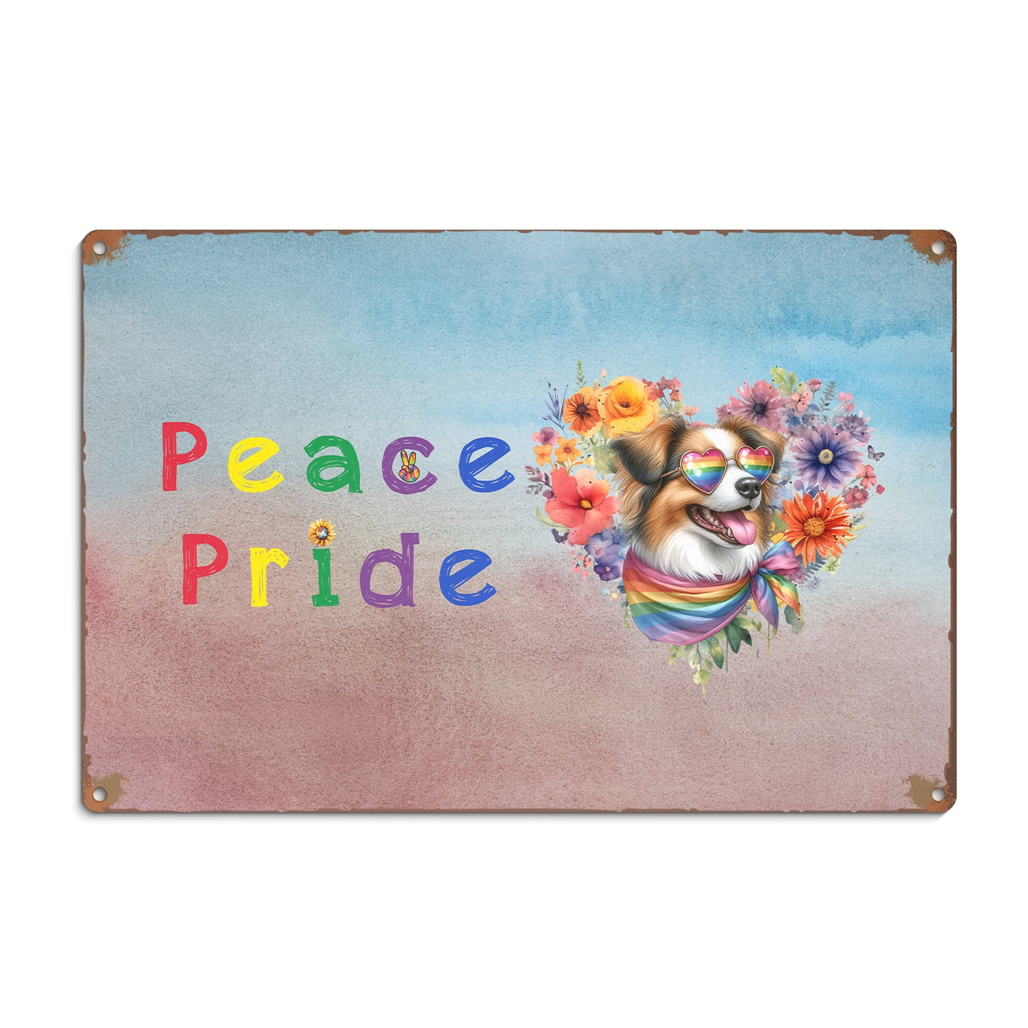 Peace Love Pride Miniature American Shepherd with Rainbow Sunglasses ...