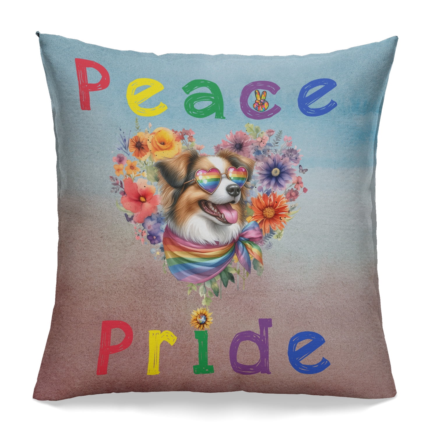 Peace Love Pride Miniature American Shepherd with Rainbow Sunglasses ...