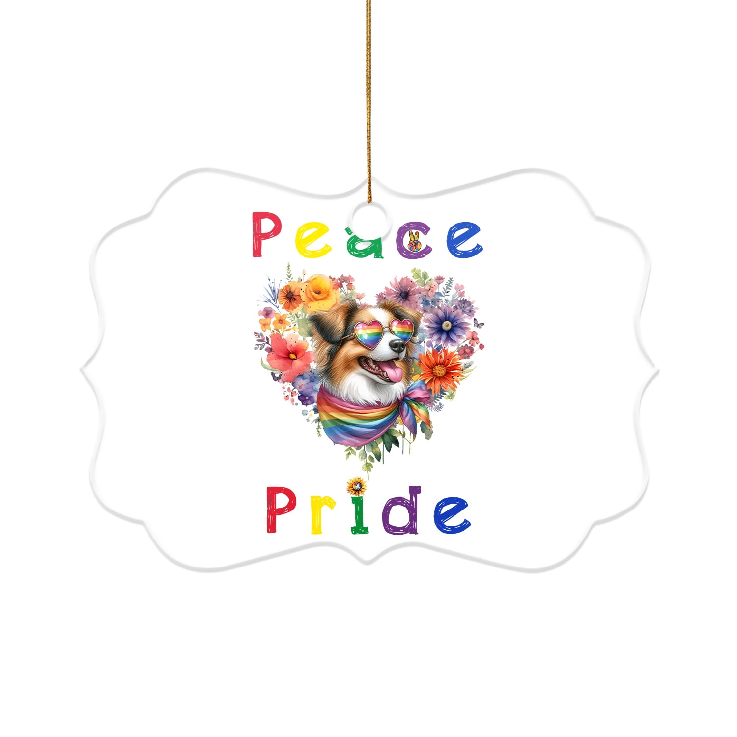 Peace Love Pride Miniature American Shepherd with Rainbow Sunglasses ...