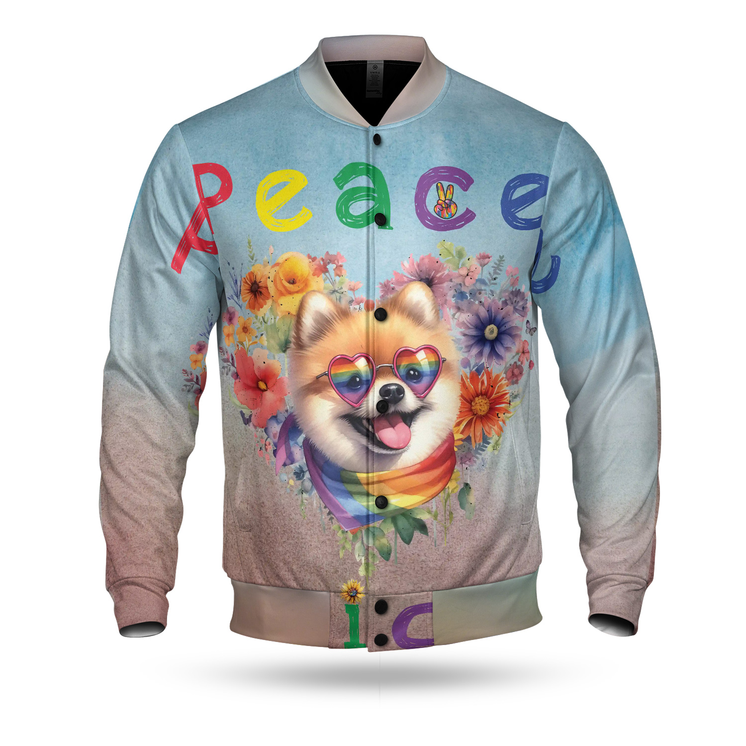 Peace Love Pride Pomeranian with Rainbow Sunglasses LGBT LGBTQ+ All ...