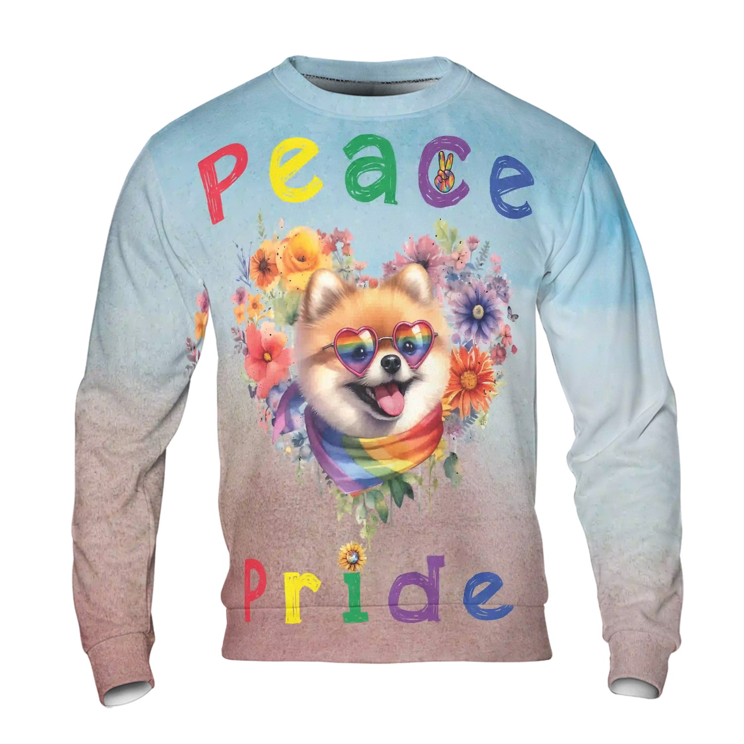 Peace Love Pride Pomeranian with Rainbow Sunglasses LGBT LGBTQ+ All ...