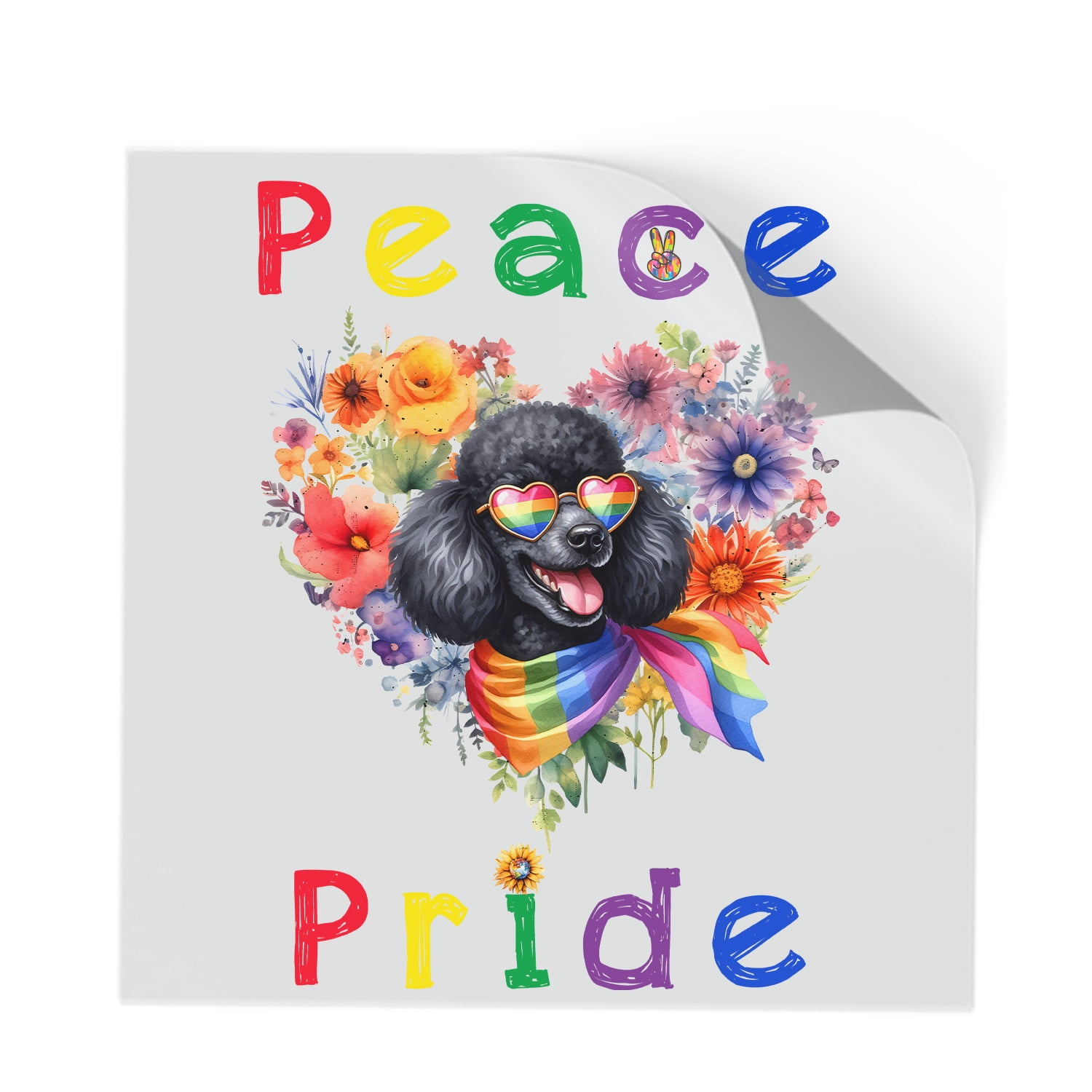 Peace Love Pride Poodle with Rainbow Sunglasses LGBT LGBTQ+ Cutout ...