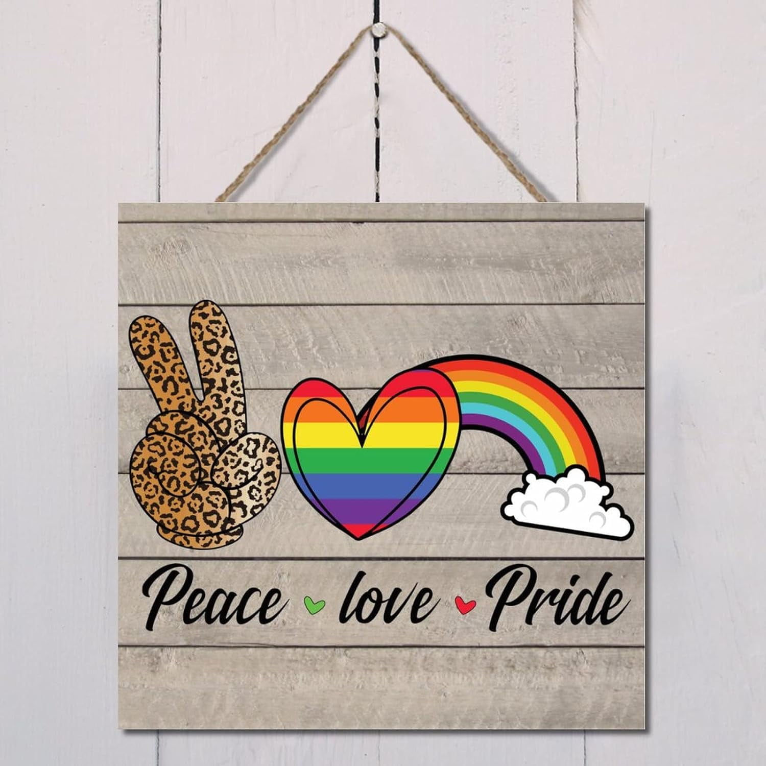 Peace Love Pride Rainbow Heart Wooden Signs Lgbtq Rainbow Gay Pride ...