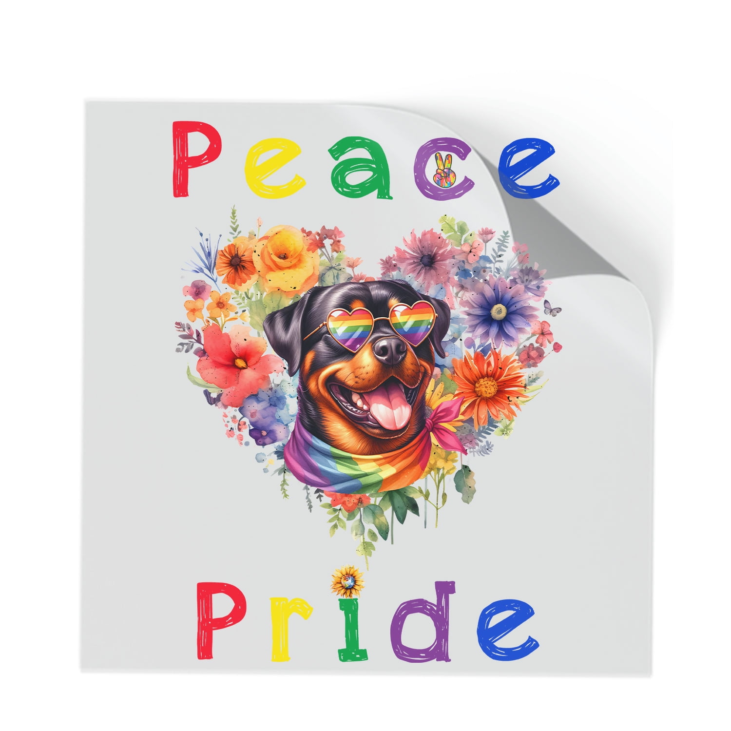 Peace Love Pride Rottweiler with Rainbow Sunglasses LGBT LGBTQ+ Cutout ...