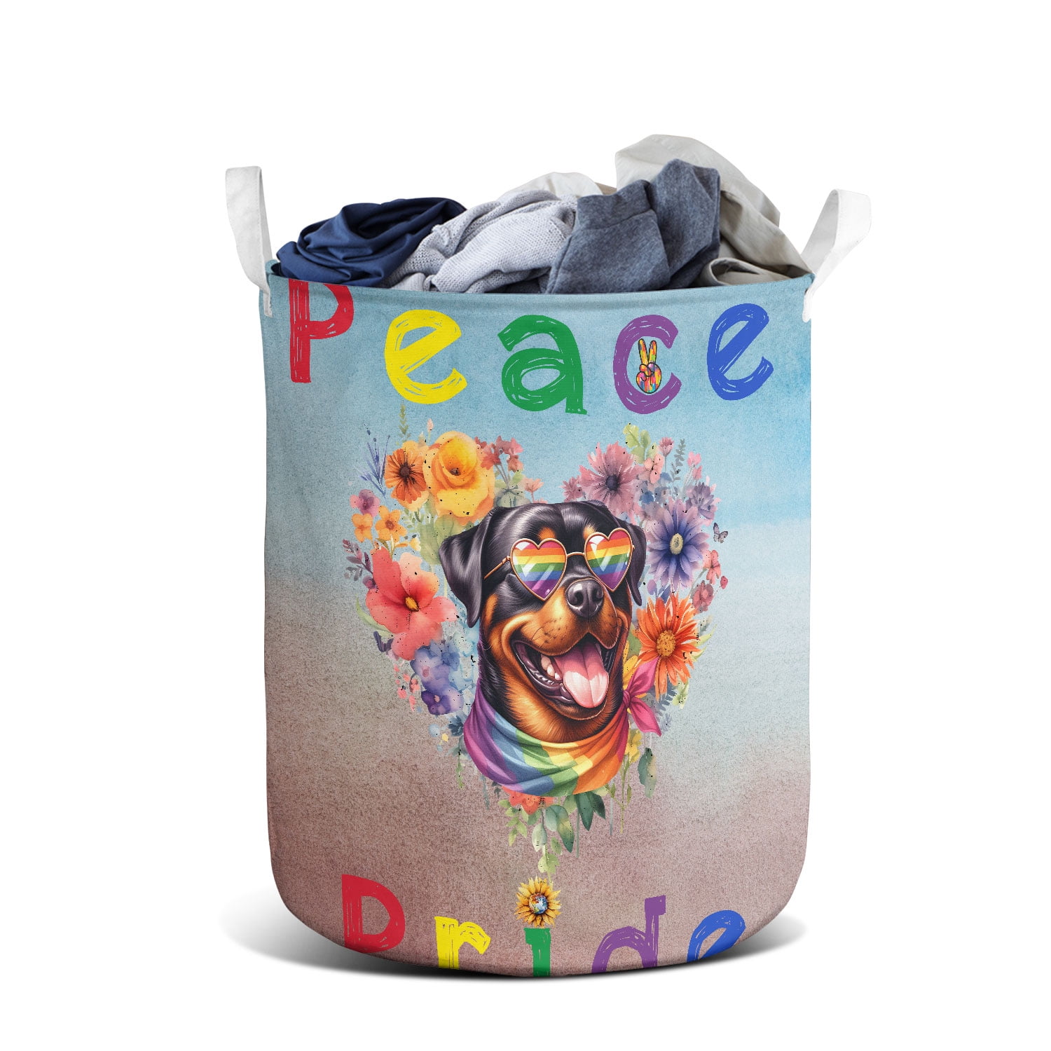 Peace Love Pride Rottweiler with Rainbow Sunglasses LGBT LGBTQ+ ...