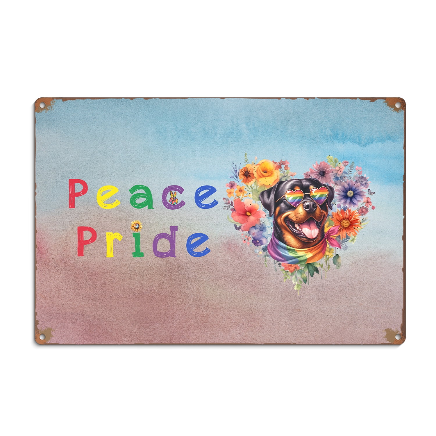 Peace Love Pride Rottweiler with Rainbow Sunglasses LGBT LGBTQ+ ...