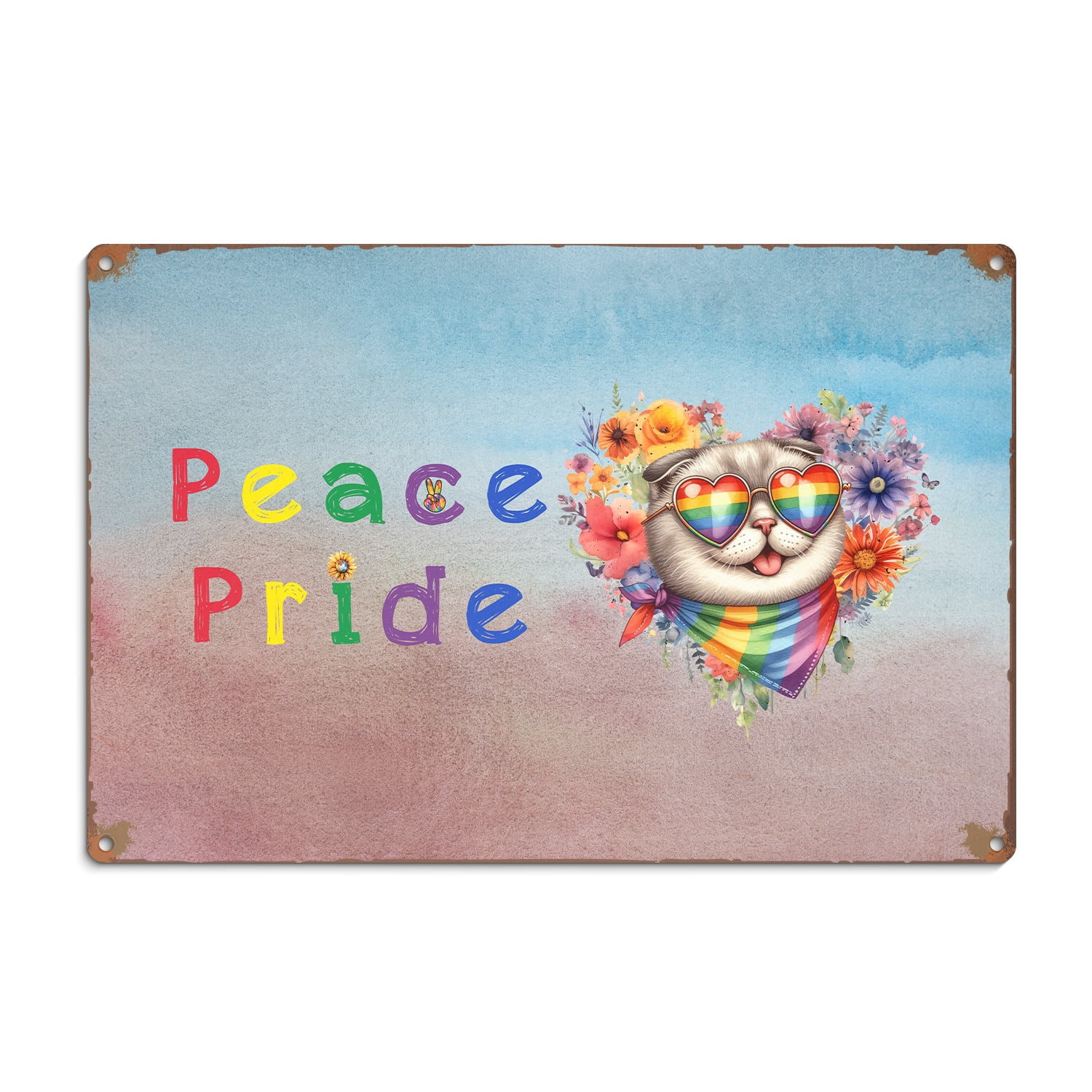 Peace Love Pride Scottish Fold with Rainbow Sunglasses LGBT LGBTQ+ ...