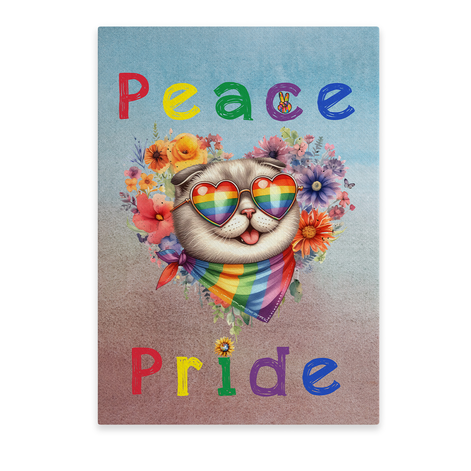 Peace Love Pride Scottish Fold with Rainbow Sunglasses LGBT LGBTQ+ ...