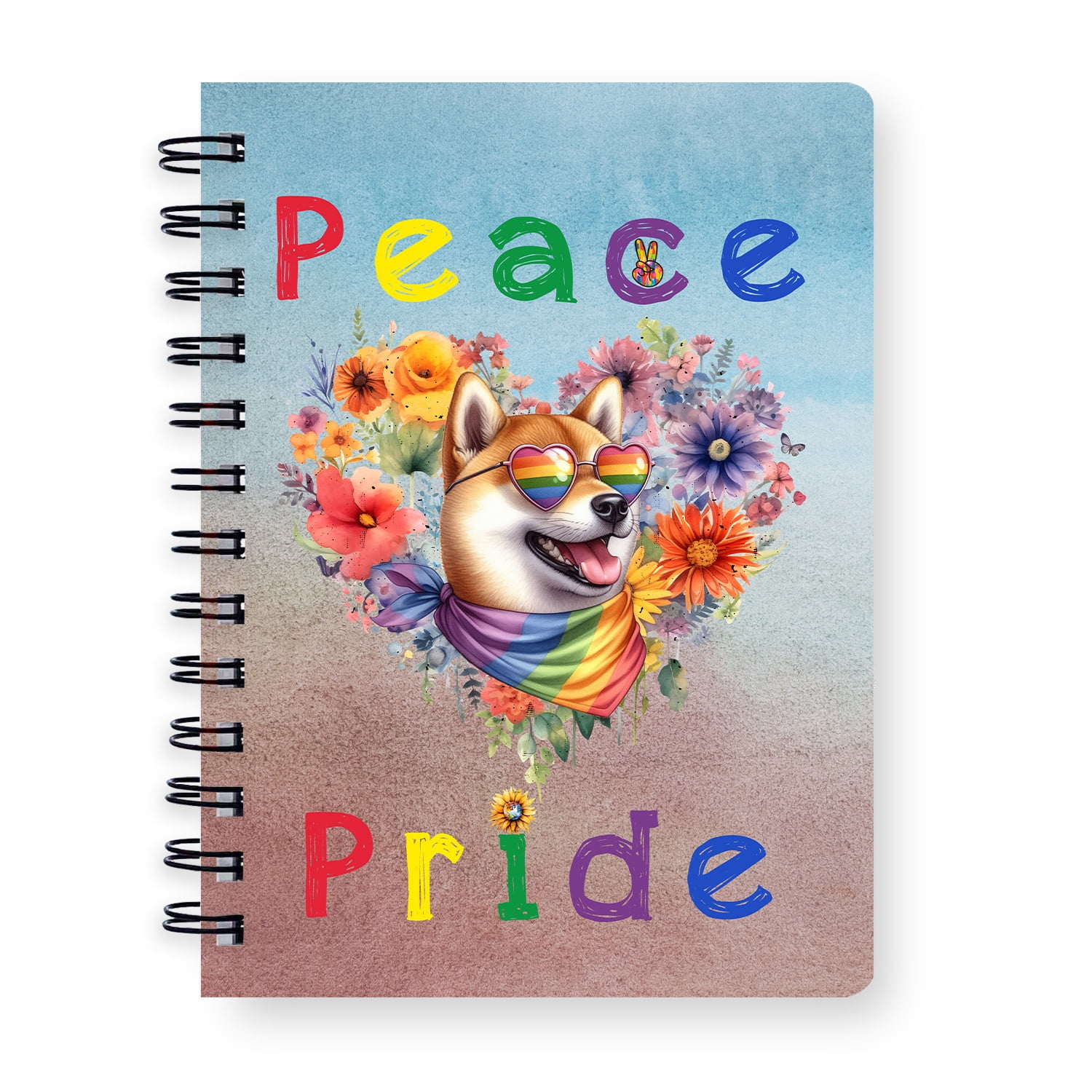 Peace Love Pride Shiba Inu with Rainbow Sunglasses LGBT LGBTQ+ Spiral ...