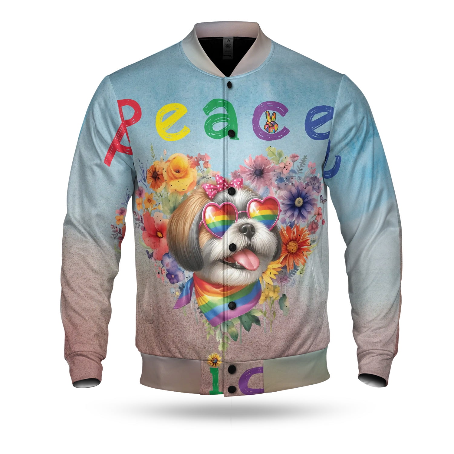 Peace Love Pride Shih Tzu with Rainbow Sunglasses LGBT LGBTQ+ All Over ...