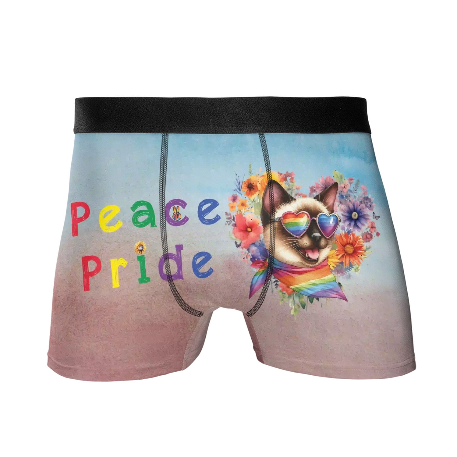 Peace Love Pride Siamese with Rainbow Sunglasses LGBT LGBTQ+ All Over ...