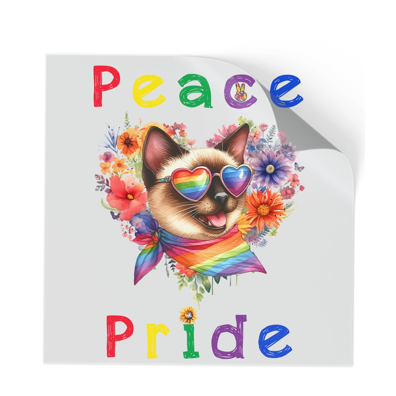 Peace Love Pride Siamese with Rainbow Sunglasses LGBT LGBTQ+ Cutout ...
