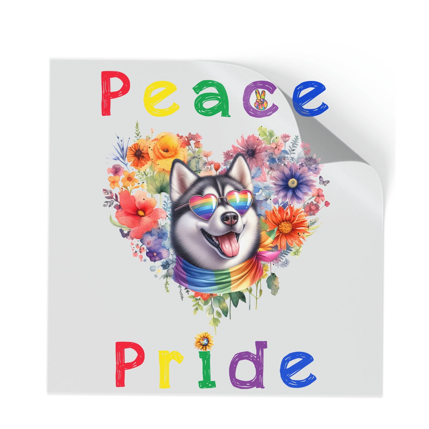 Peace Love Pride Siberian Husky with Rainbow Sunglasses LGBT LGBTQ+ ...