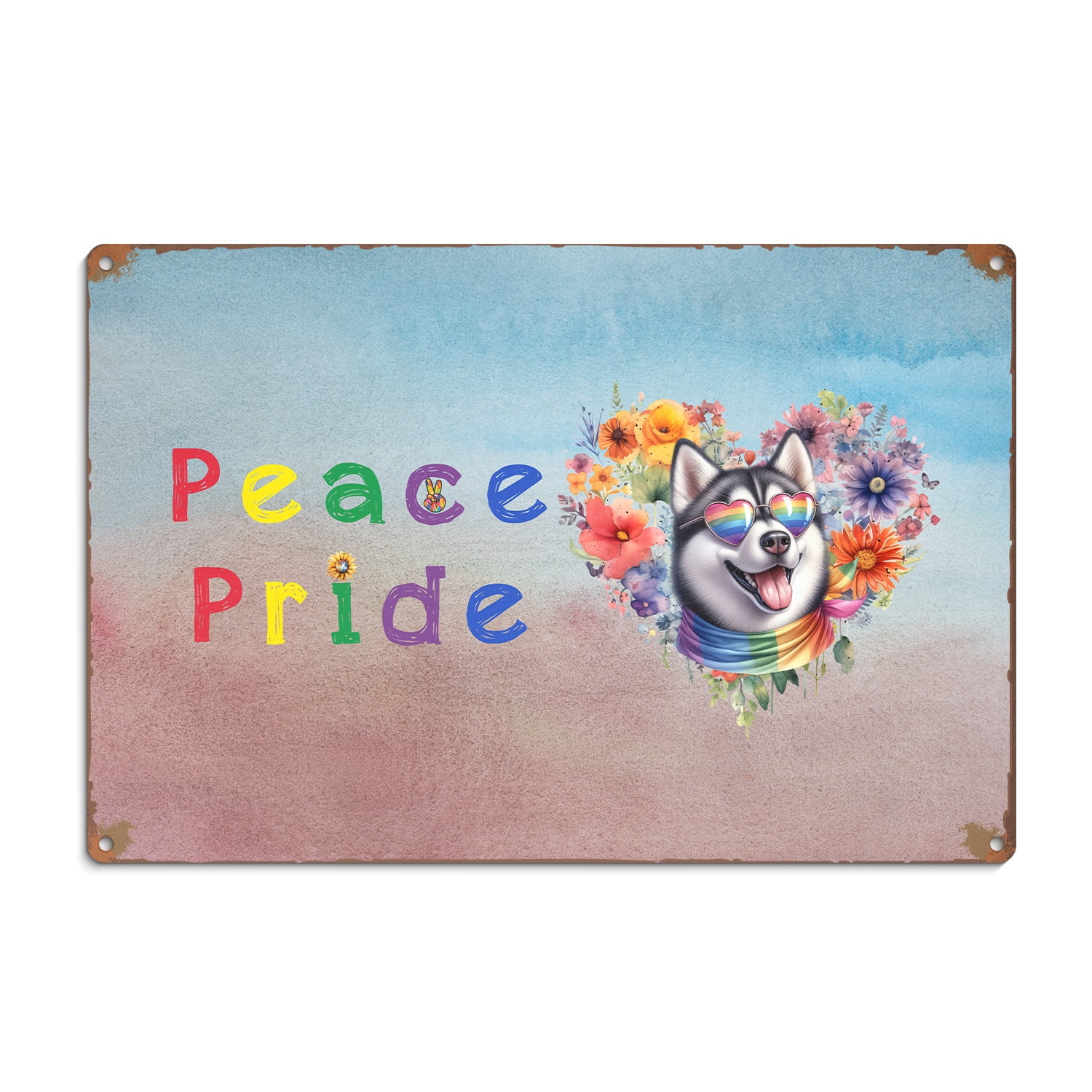 Peace Love Pride Siberian Husky with Rainbow Sunglasses LGBT LGBTQ+ ...