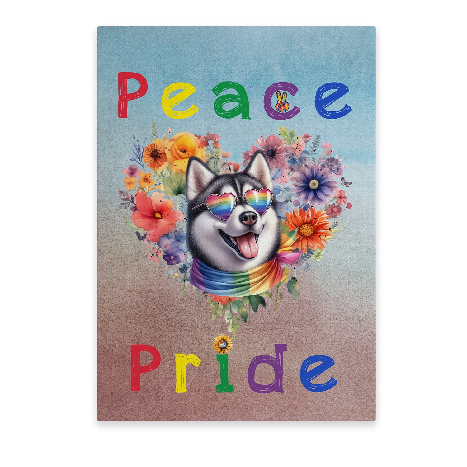 Peace Love Pride Siberian Husky with Rainbow Sunglasses LGBT LGBTQ+ ...