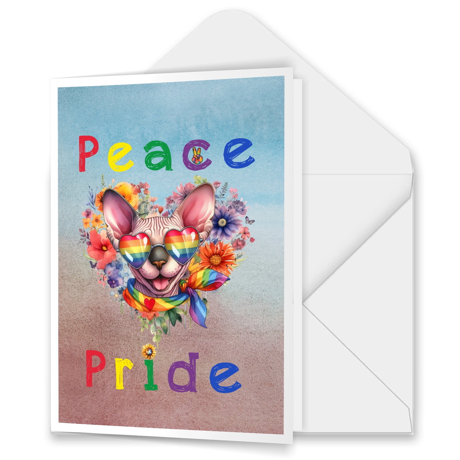 Peace Love Pride Sphynx with Rainbow Sunglasses LGBT LGBTQ+ 5x7in ...