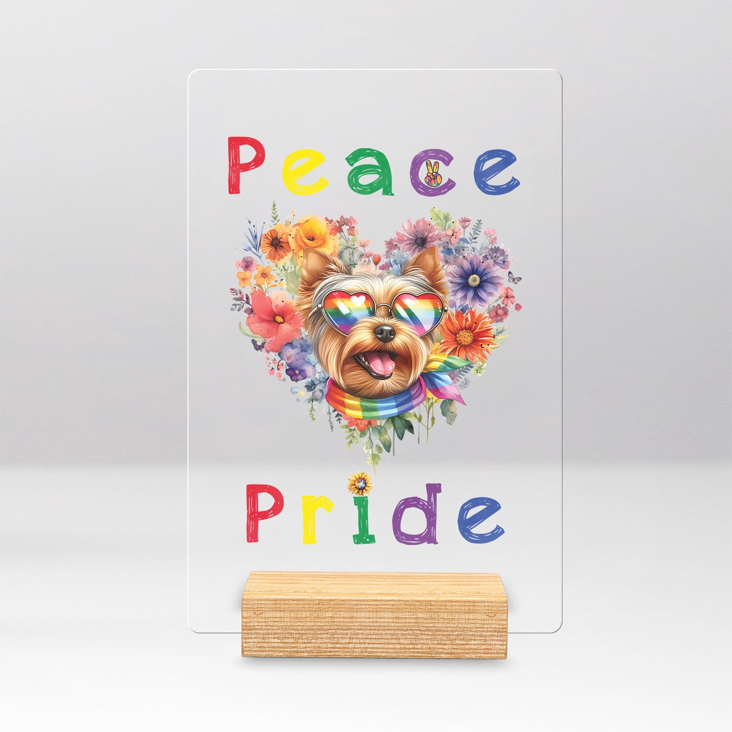 Peace Love Pride Yorkshire Terrier with Rainbow Sunglasses LGBT LGBTQ+ ...