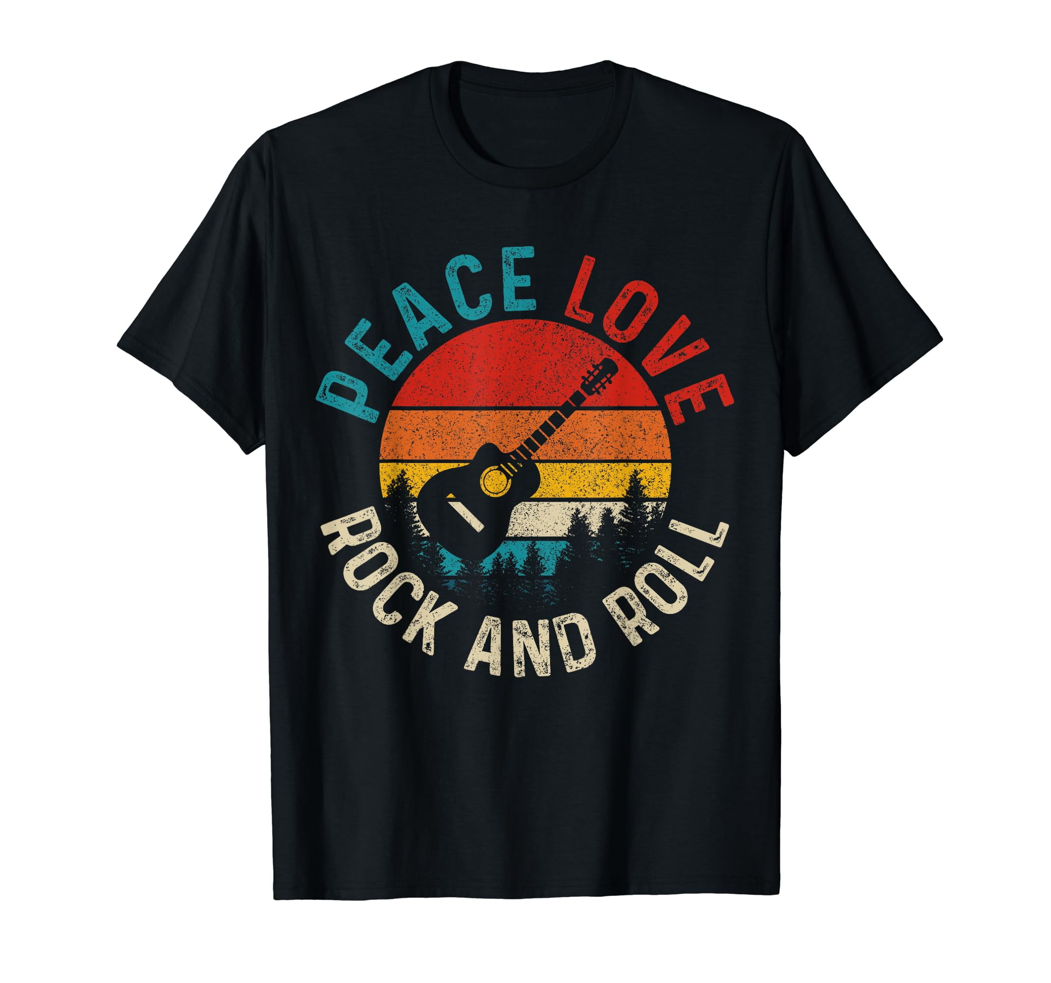 Peace Love & Rock & Roll Guitar Player Guitarist Vintage T-Shirt ...
