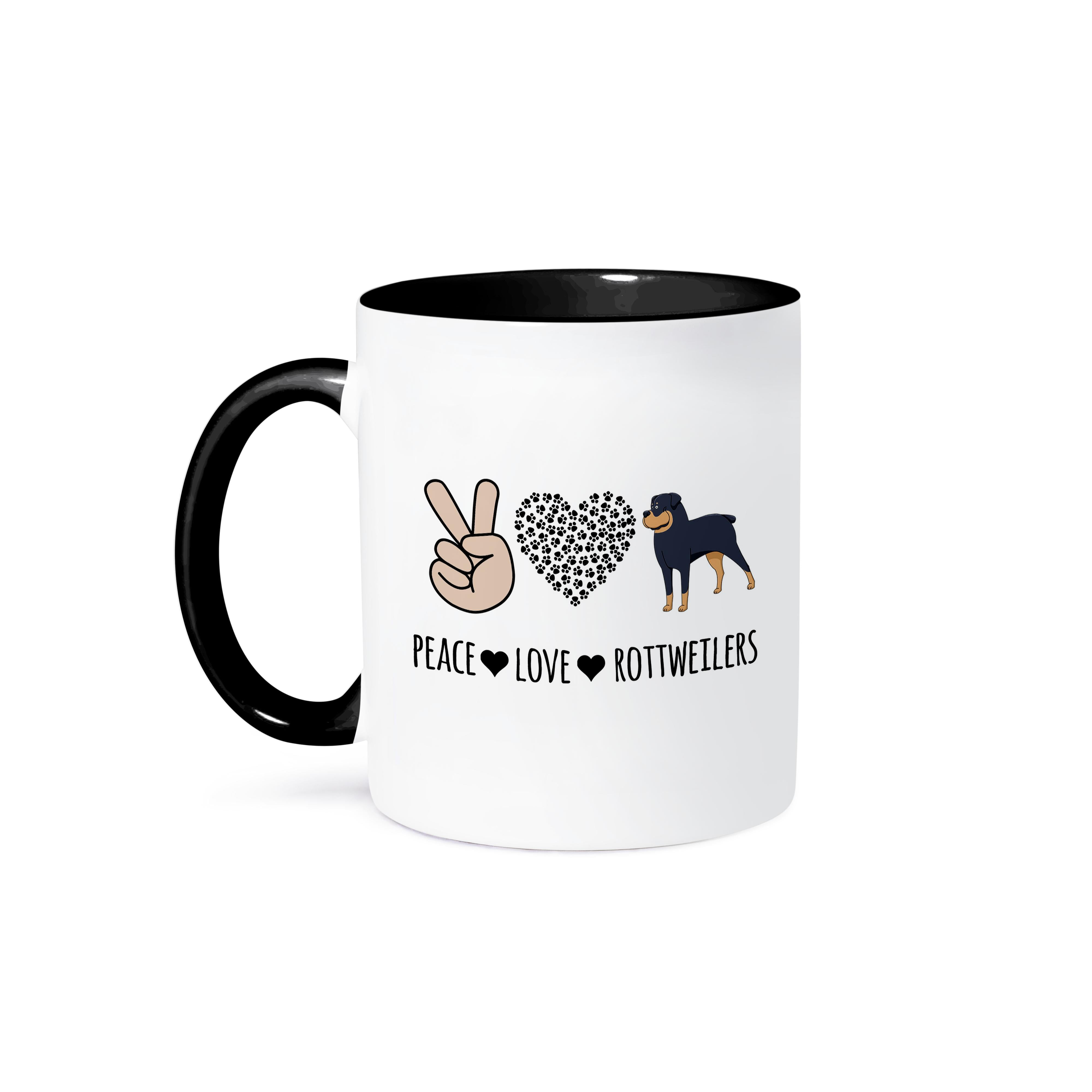 Peace Love Rotties With Peace Hand, Paw Heart, And Rottweiler Clip Art ...