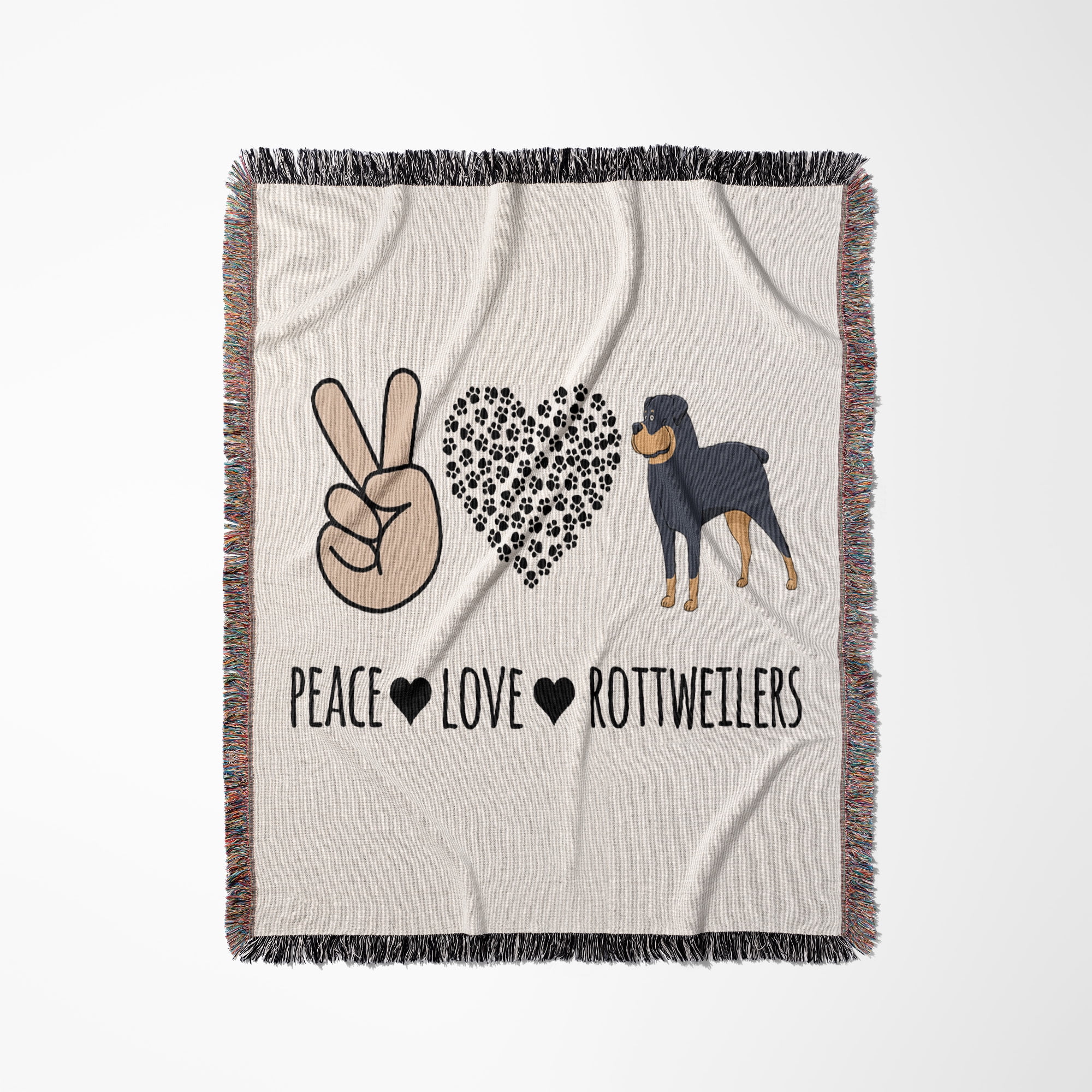 Peace Love Rotties With Peace Hand, Paw Heart, And Rottweiler Clip Art ...