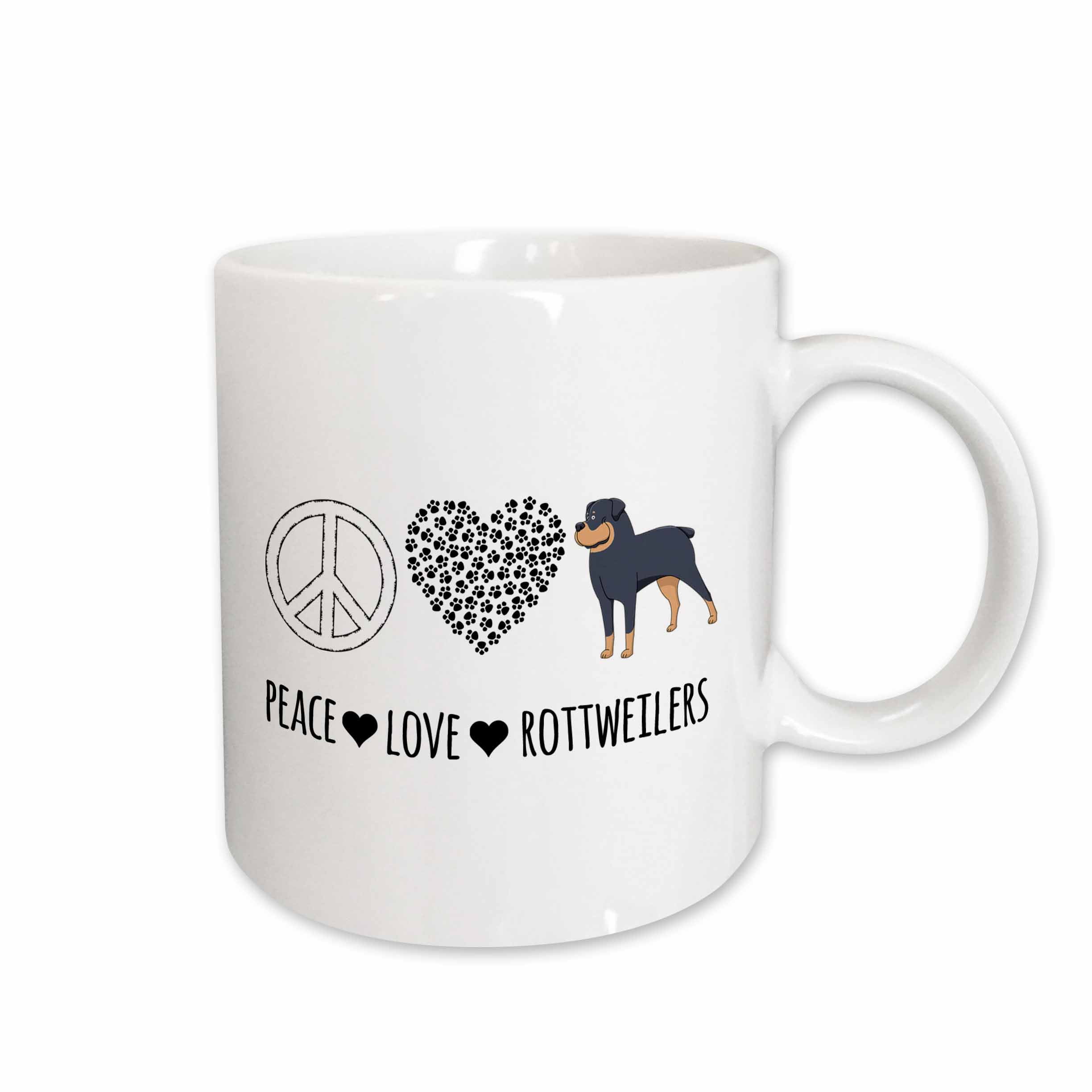 3drose, Peace Love Rotties with Peace Sign, Paw Heart, and Rottweiler ...
