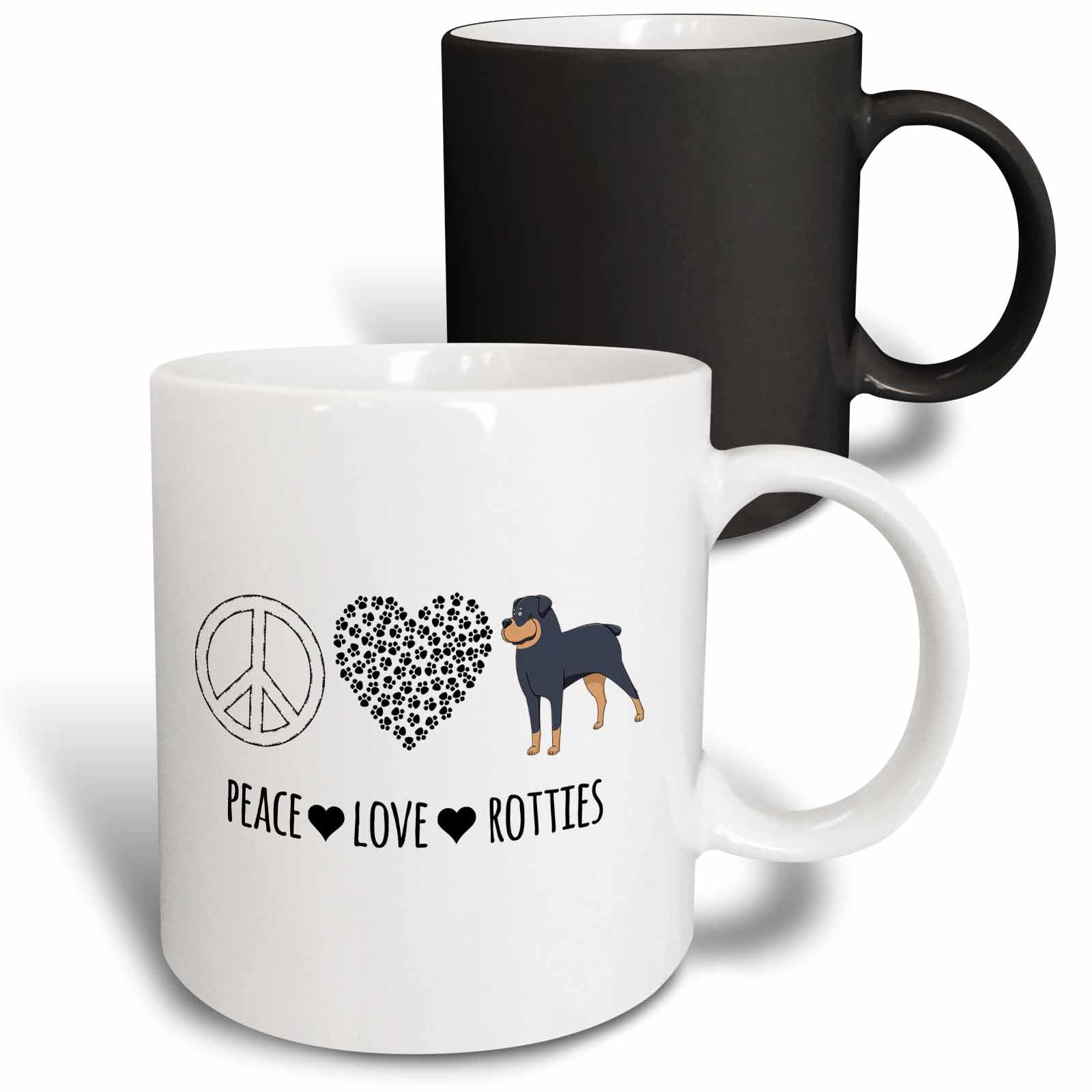 3drose, Peace Love Rottweilers with Peace Sign, Paw Heart, and Rottie ...