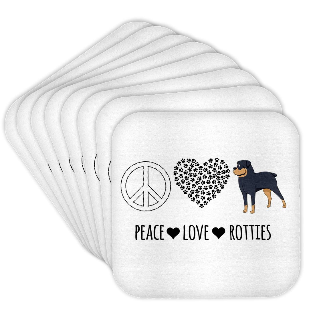 3drose, Peace Love Rottweilers with Peace Sign, Paw Heart, and Rottie ...