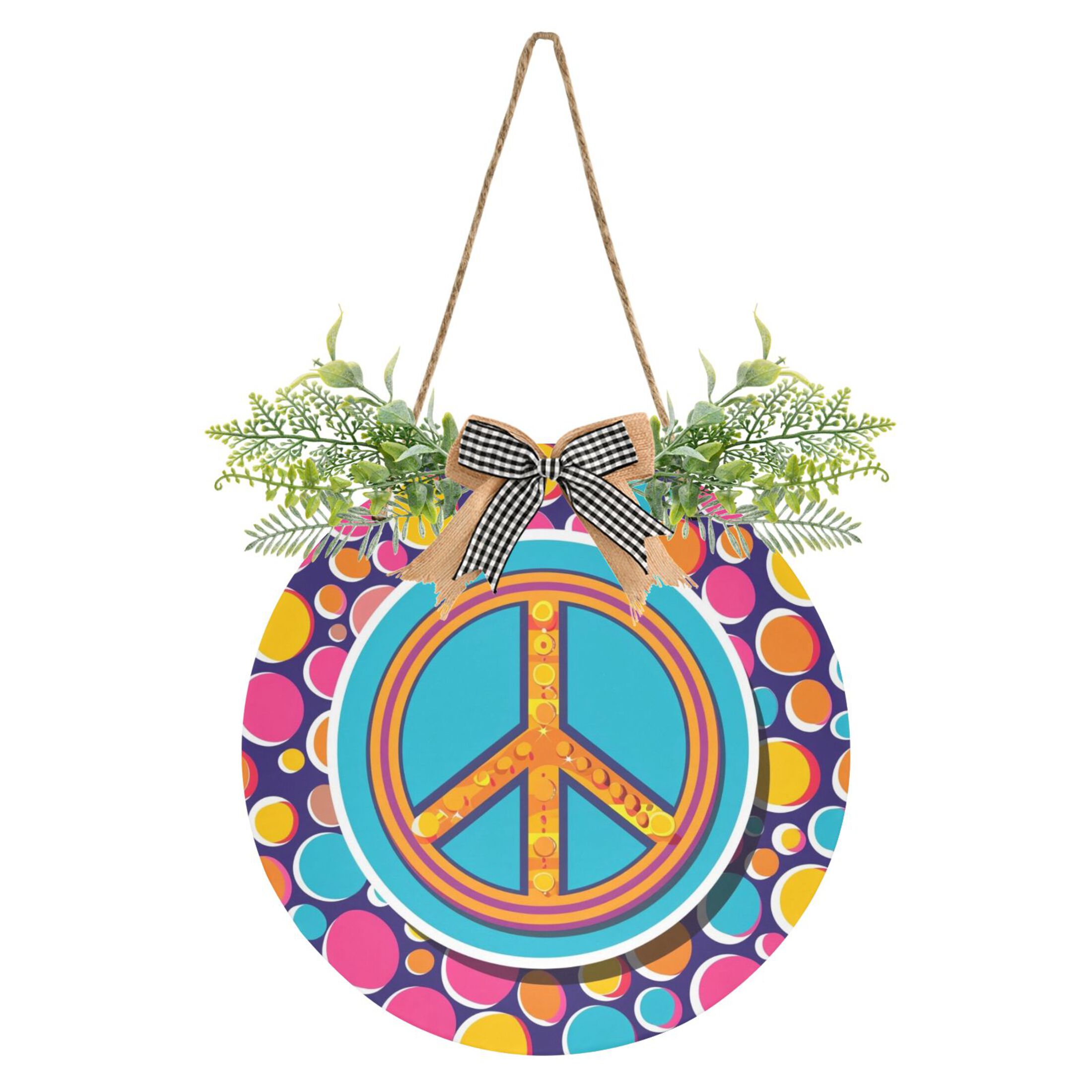 Peace Love Sign Welcome Front Door Sign Round 12 inch Porch Hanging ...